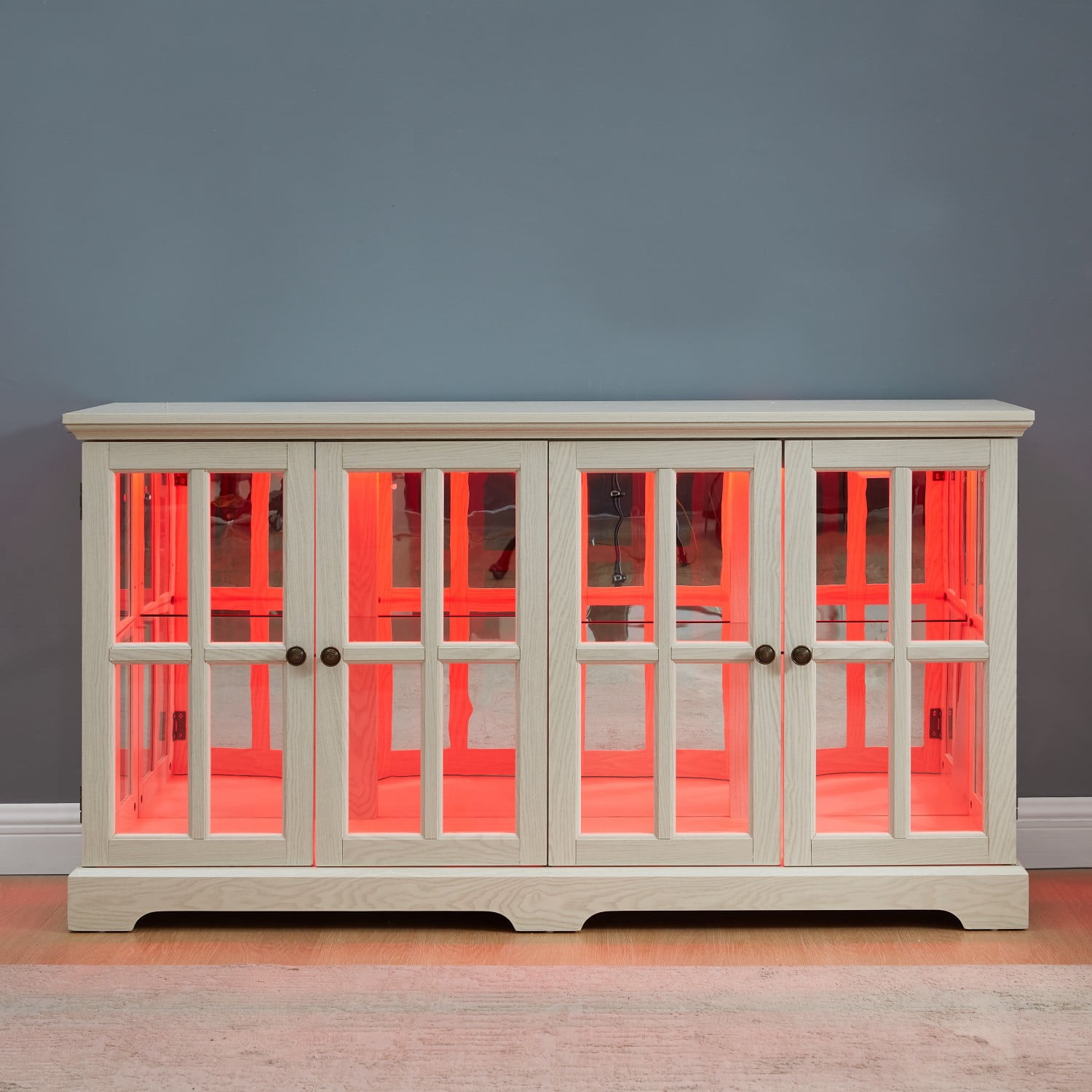 LED Curio Display Cabinet Antique Display Cabinet with Glass Doors ...