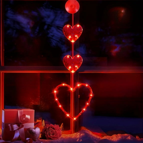 LED Curtain Light with Suction Cup Heart String Lights for Proposal ...