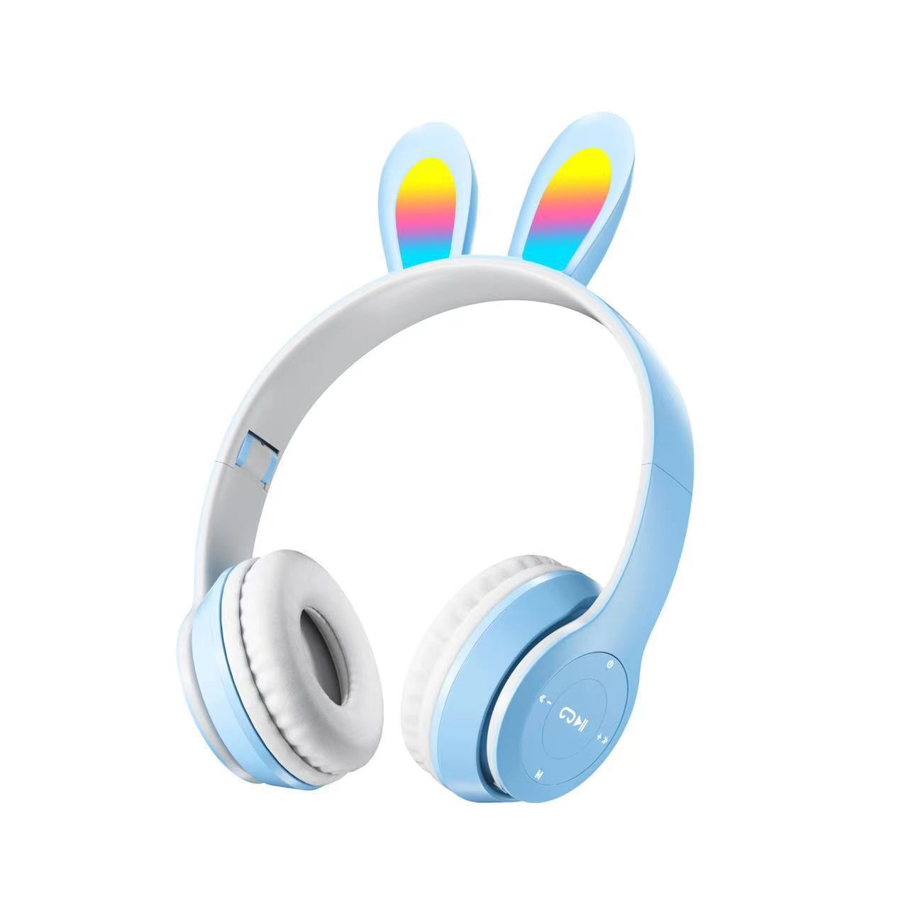LED Cute Rabbit Ear Wireless Headphones With Mic ii Gaming Bluetooth ...