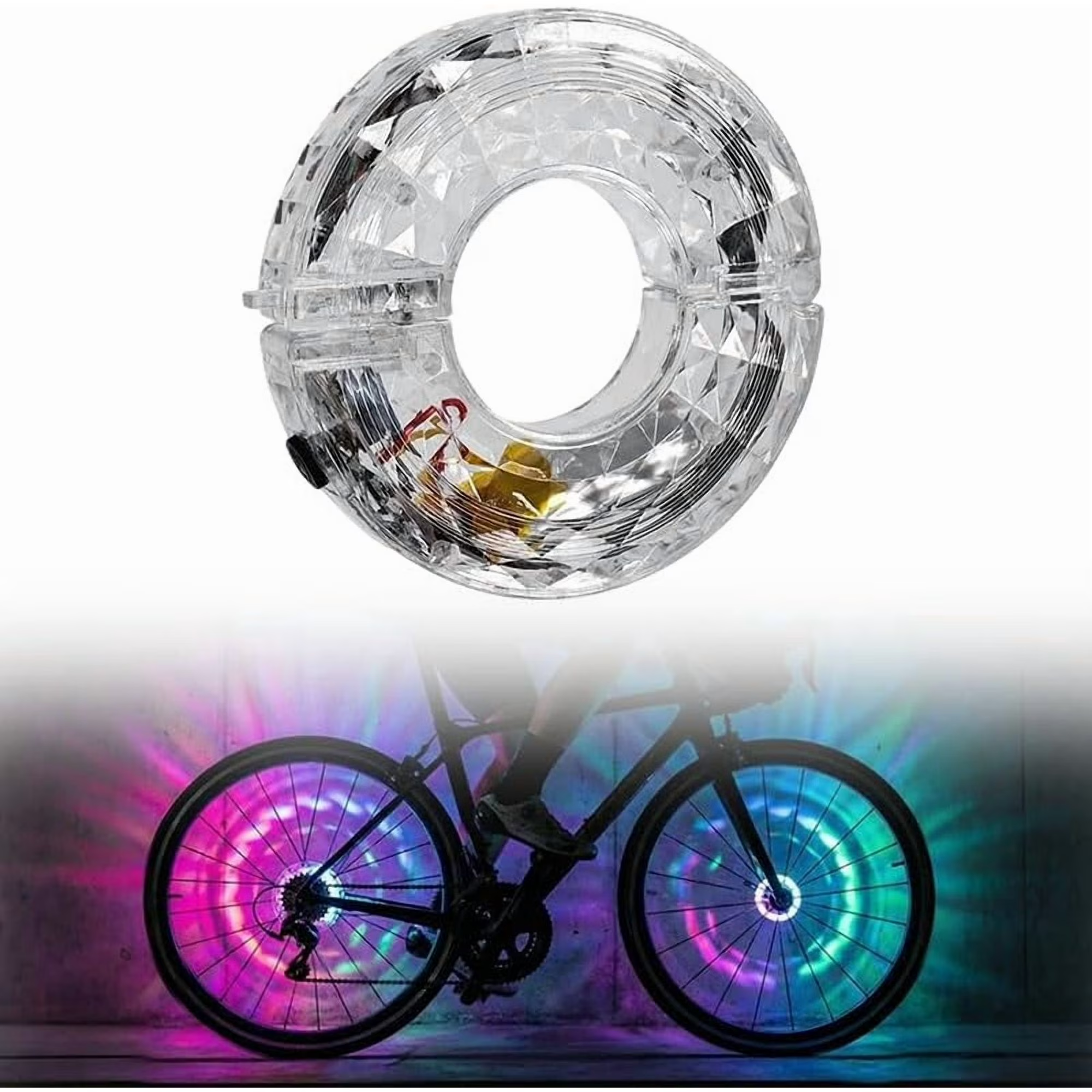 LED Cycling Wheel Hub Light for Night Riding, Bike Wheel Lights Rechargeable, 7 Colors, 18 ...
