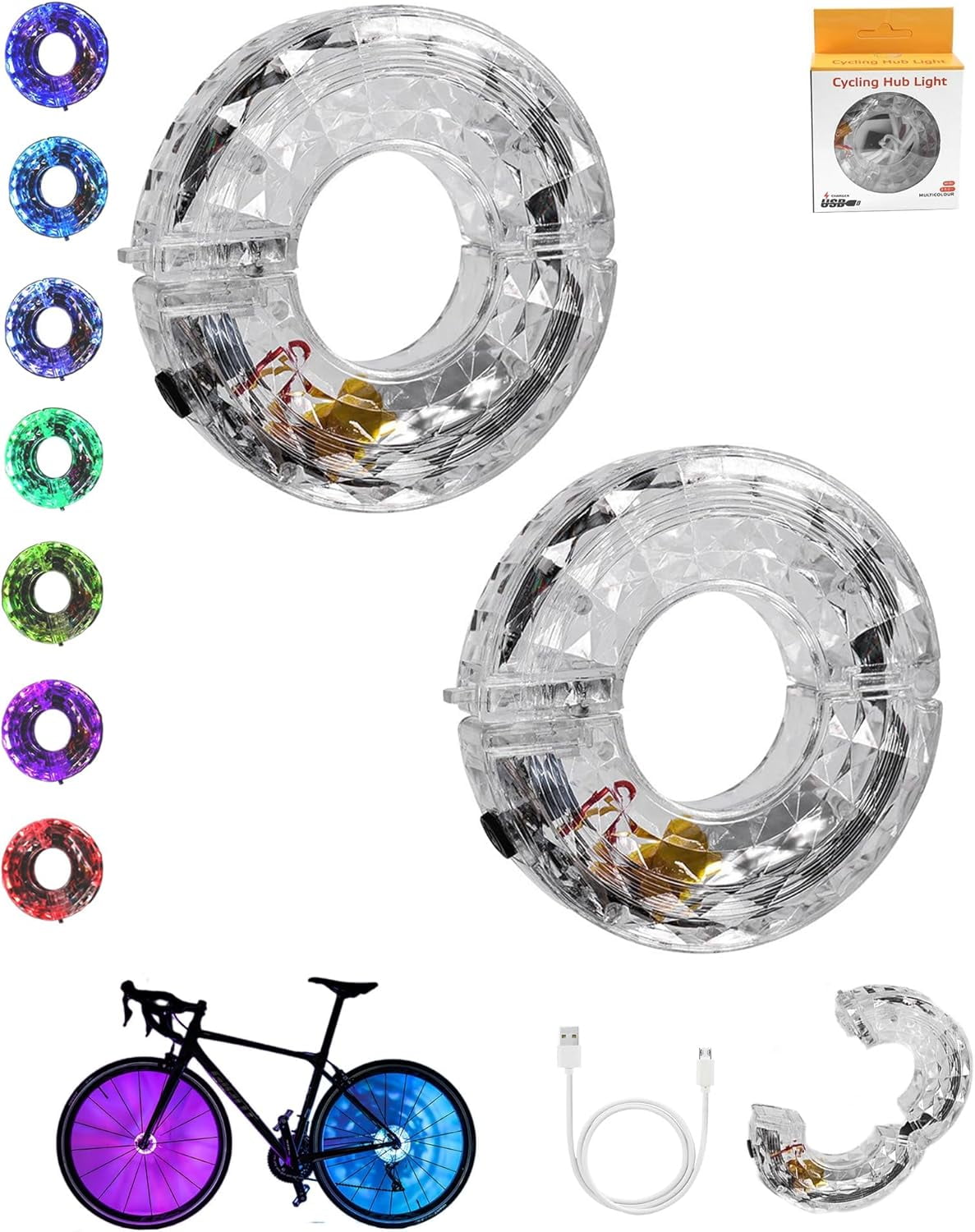 LED Cycling Wheel Hub Light for Night Riding, Bike Wheel Lights ...