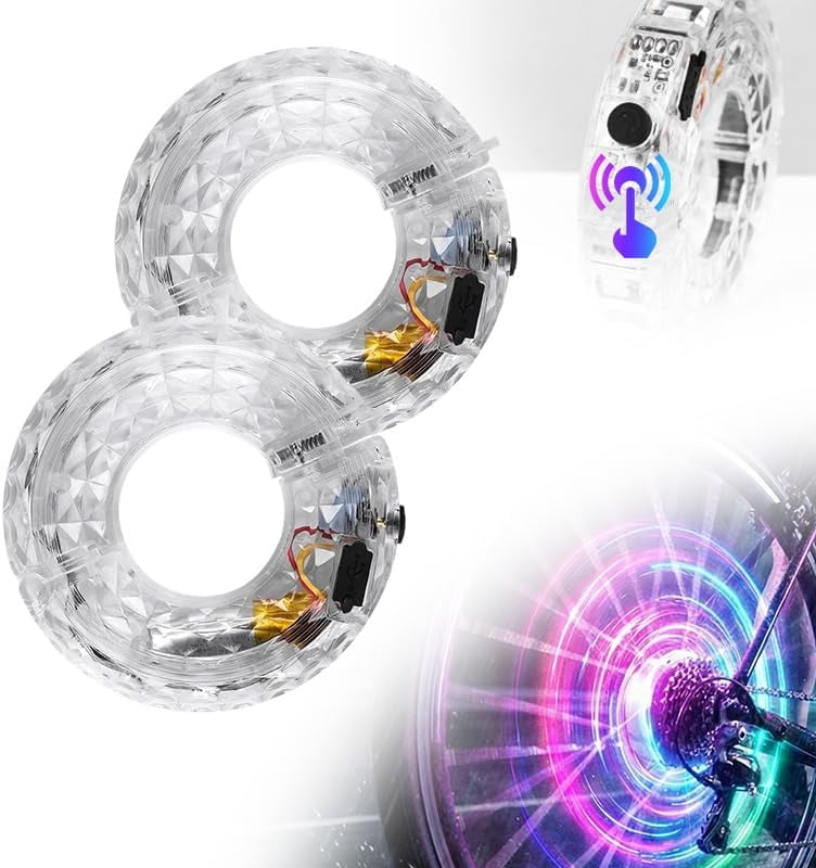 LED Cycling Wheel Hub Light for Night Riding, USB Rechargeable 7 Color ...