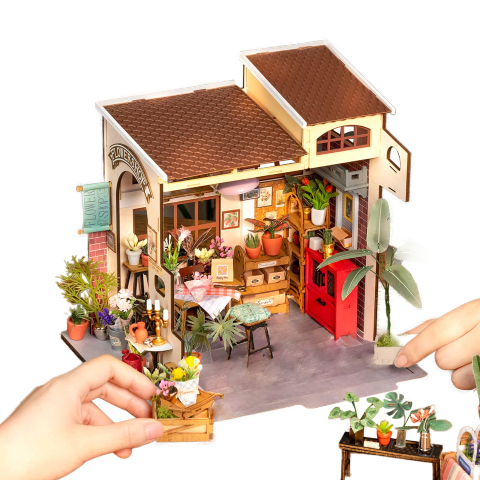 LED DIY Miniature Dollhouse Building Model Toy -Emily Flower Shop ...