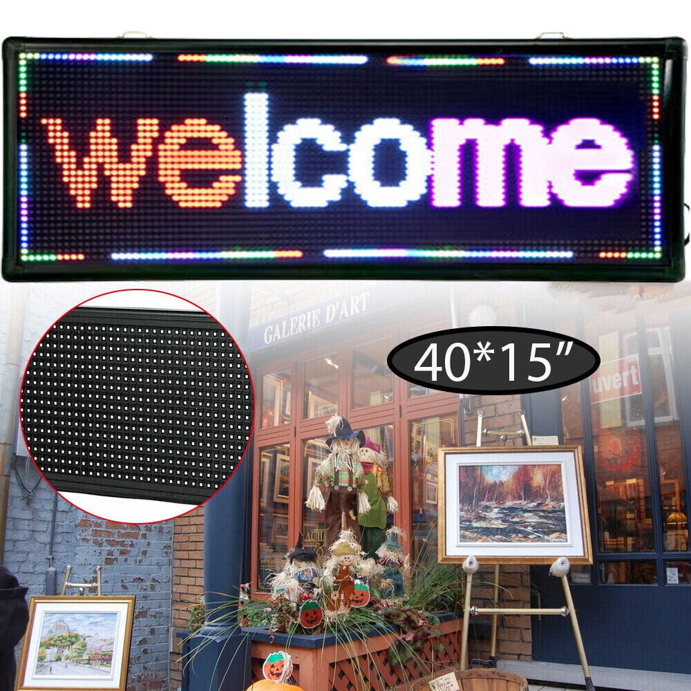 LED DIY Programmable Scrolling Message Open Sign Display Board 3 Colors ...