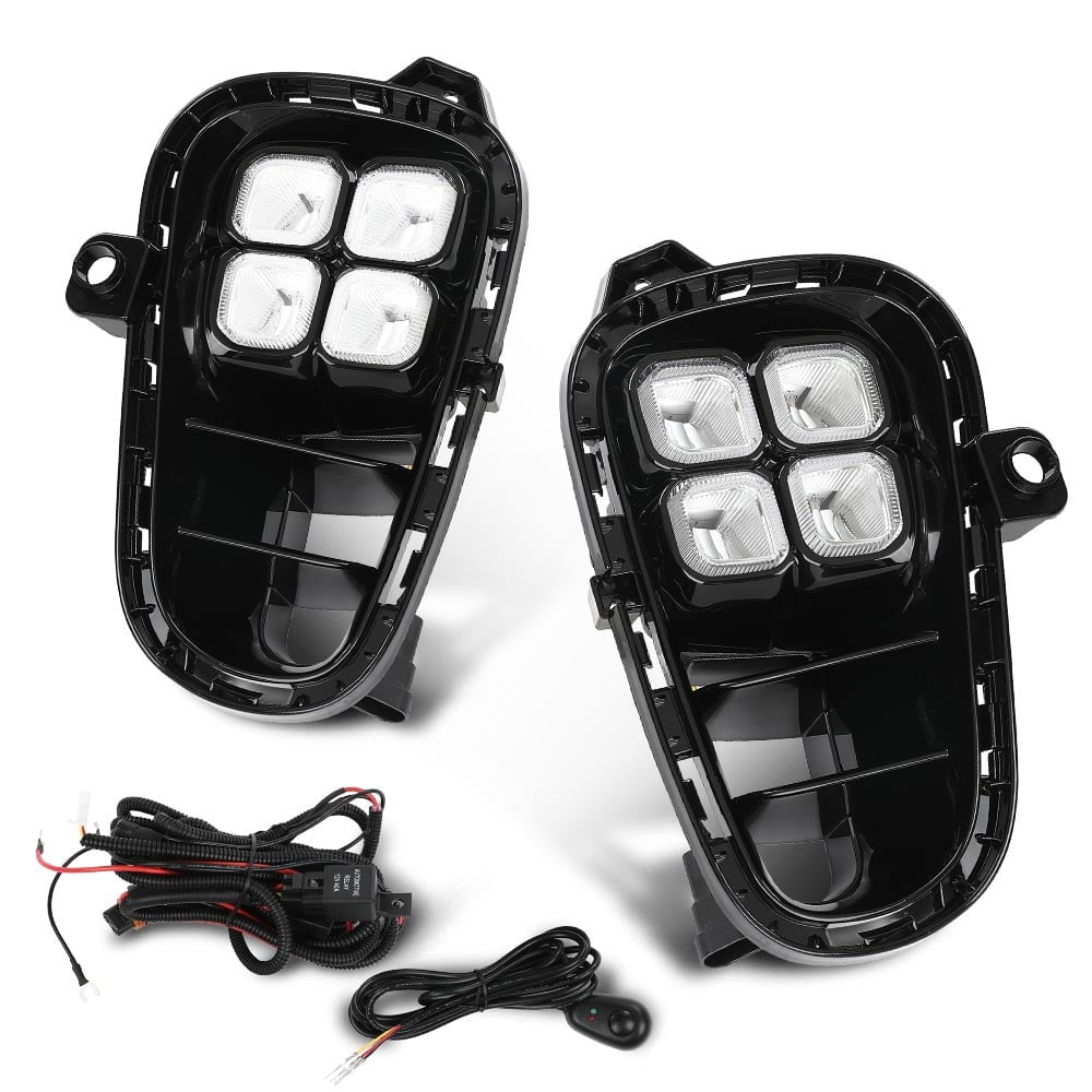 LED DRL Daytime Running Light Front Fog Lights Lamps with Wire Harness ...