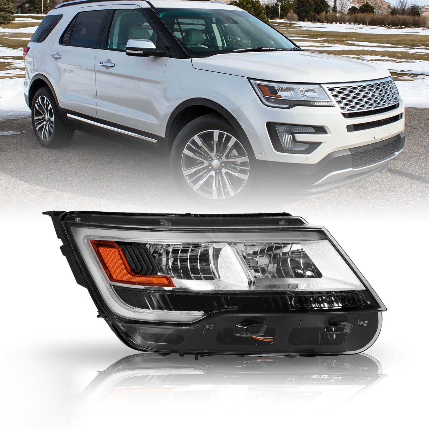 LED DRL Headlight For 2016-2019 Ford Explorer Limited/XLT/Platinum ...