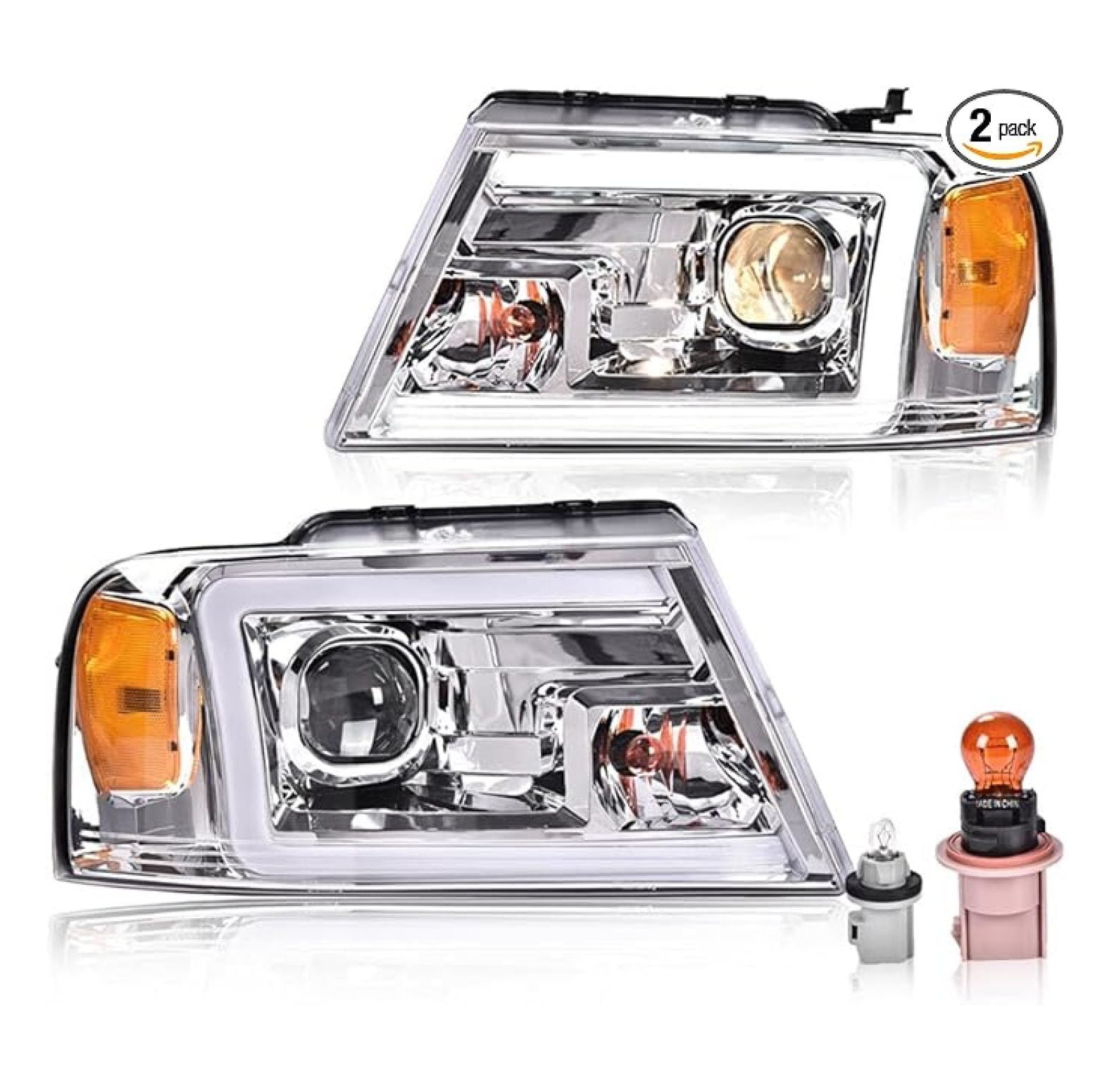 LED DRL Headlights Assembly Compatible with 2004-2008 Ford F150 Fit ...