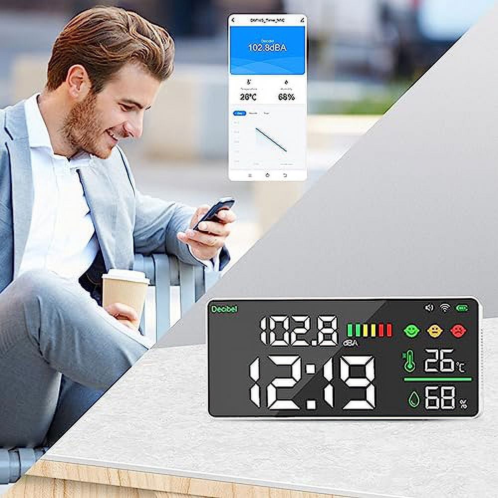 LED Decibel Meter, 2.4G WiFi Wall Mounted Decibel Meter ABS 11 Inch LED ...