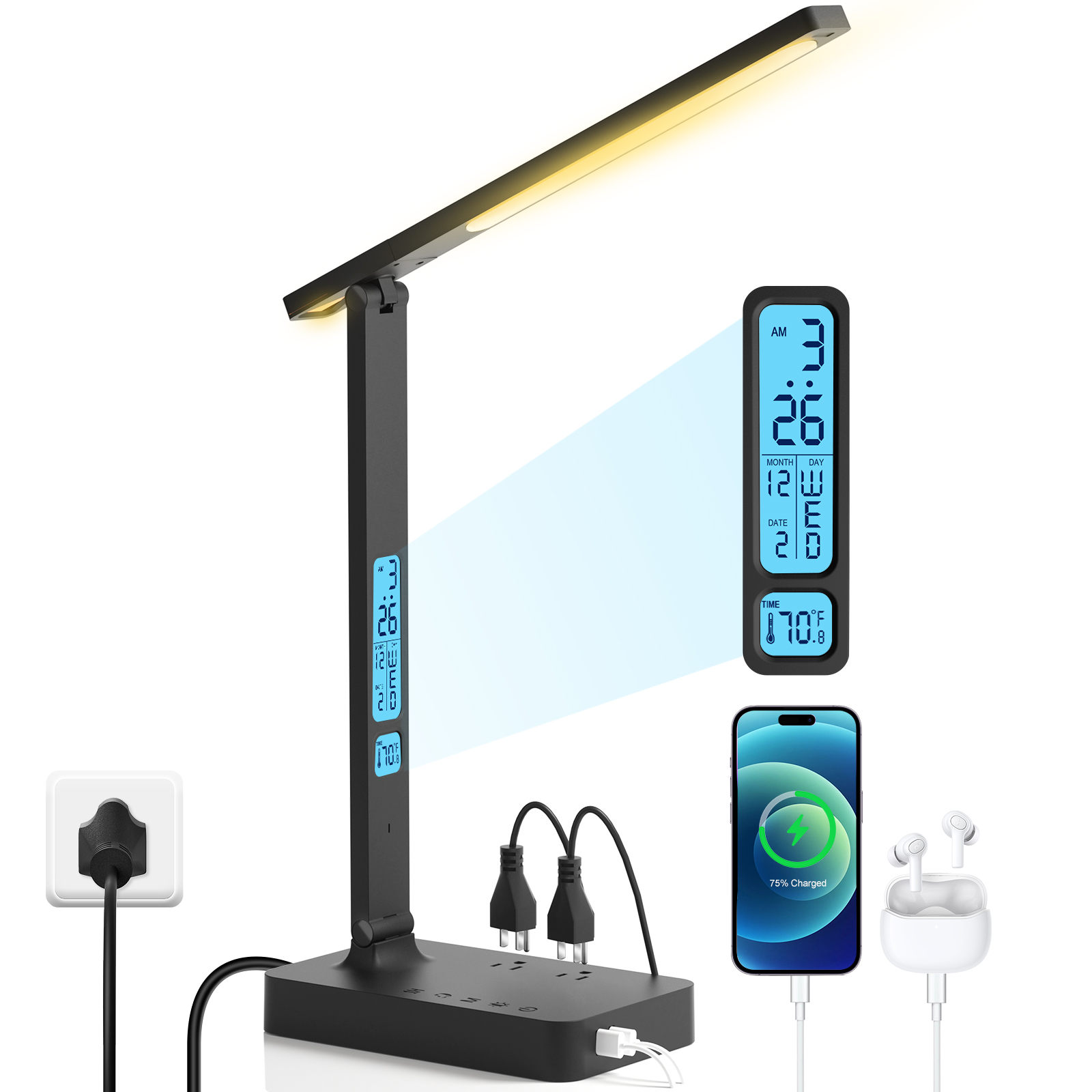 Better Homes & Gardens Antique Bronze Desk Lamp with AC Outlet, Bronze ...