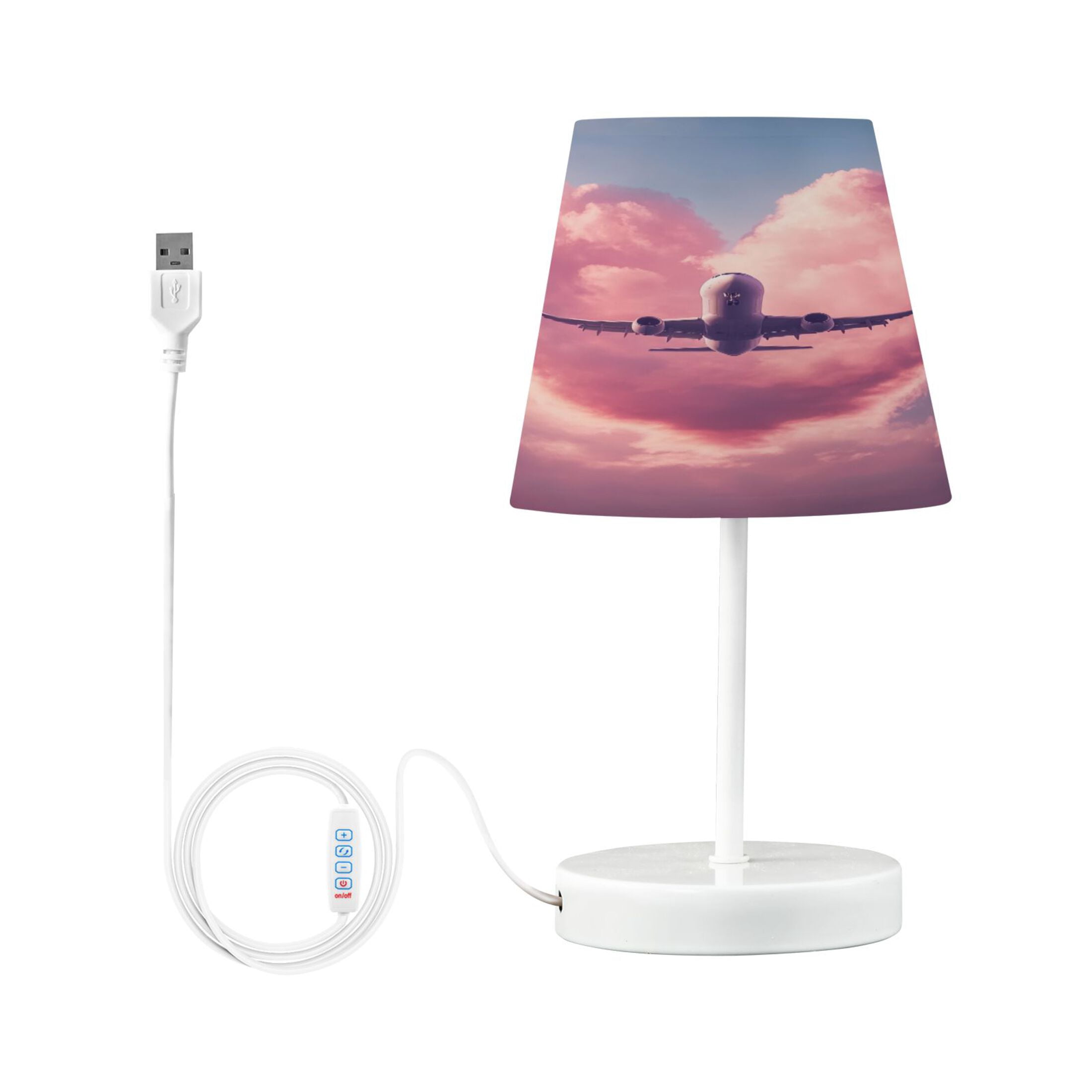 LED Desk Lamp Airplane Fly Through Heart Cloud Table Nightstand Lamps ...