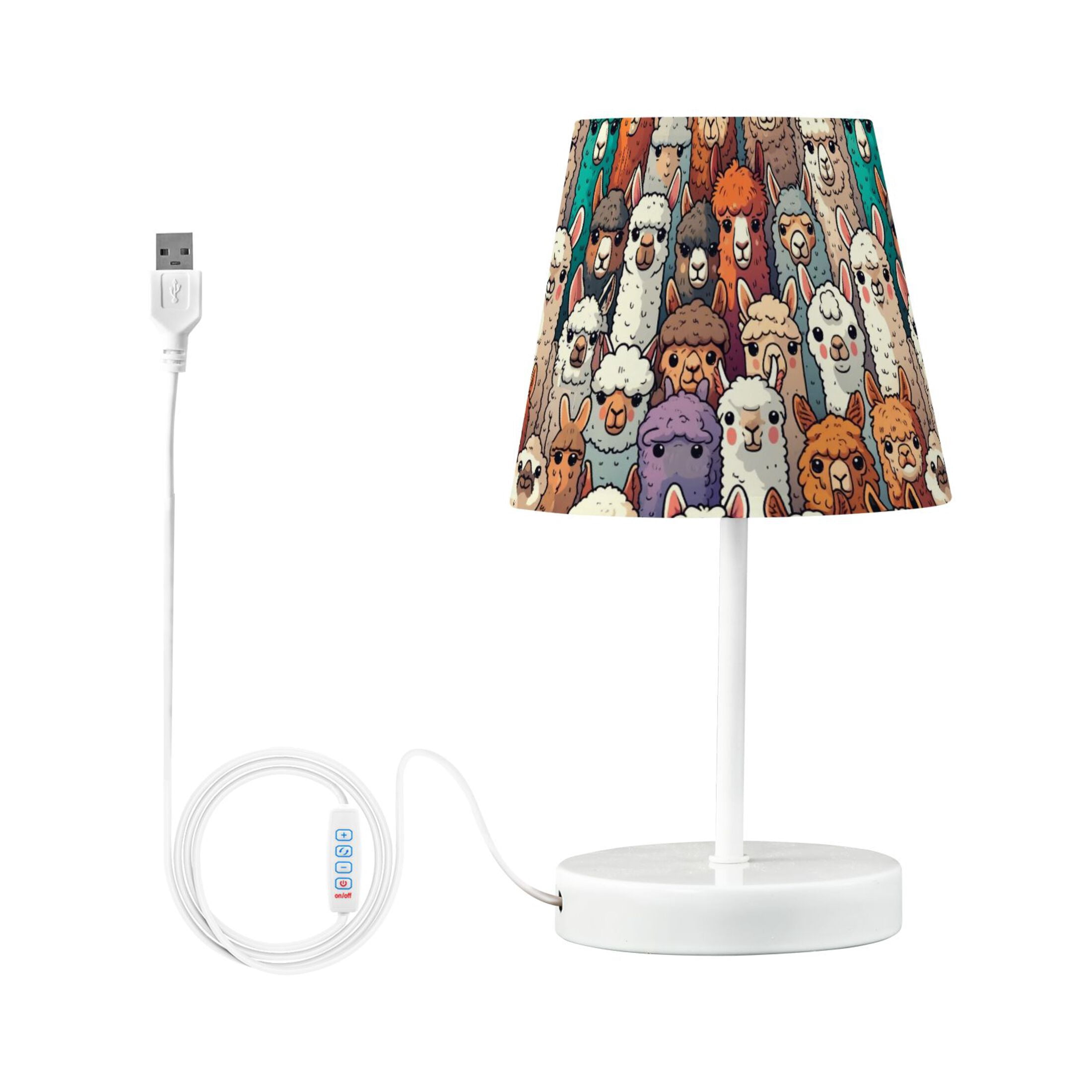 LED Desk Lamp Alpaca Llama Animal Faces Table Nightstand Lamps with 3 ...