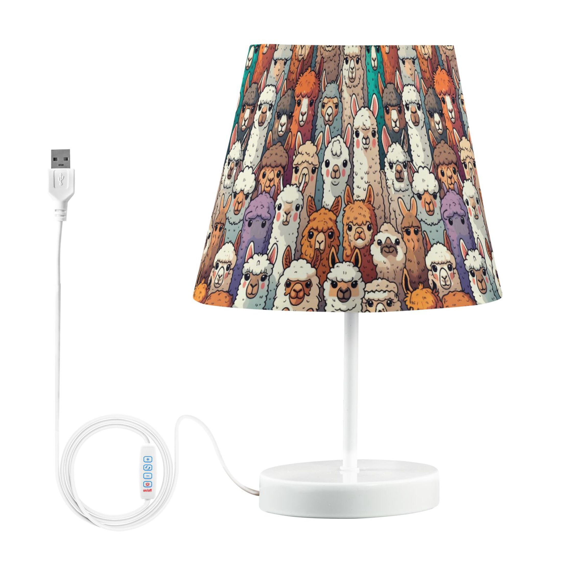LED Desk Lamp Alpaca Llama Animal Faces Table Nightstand Lamps with 3 ...