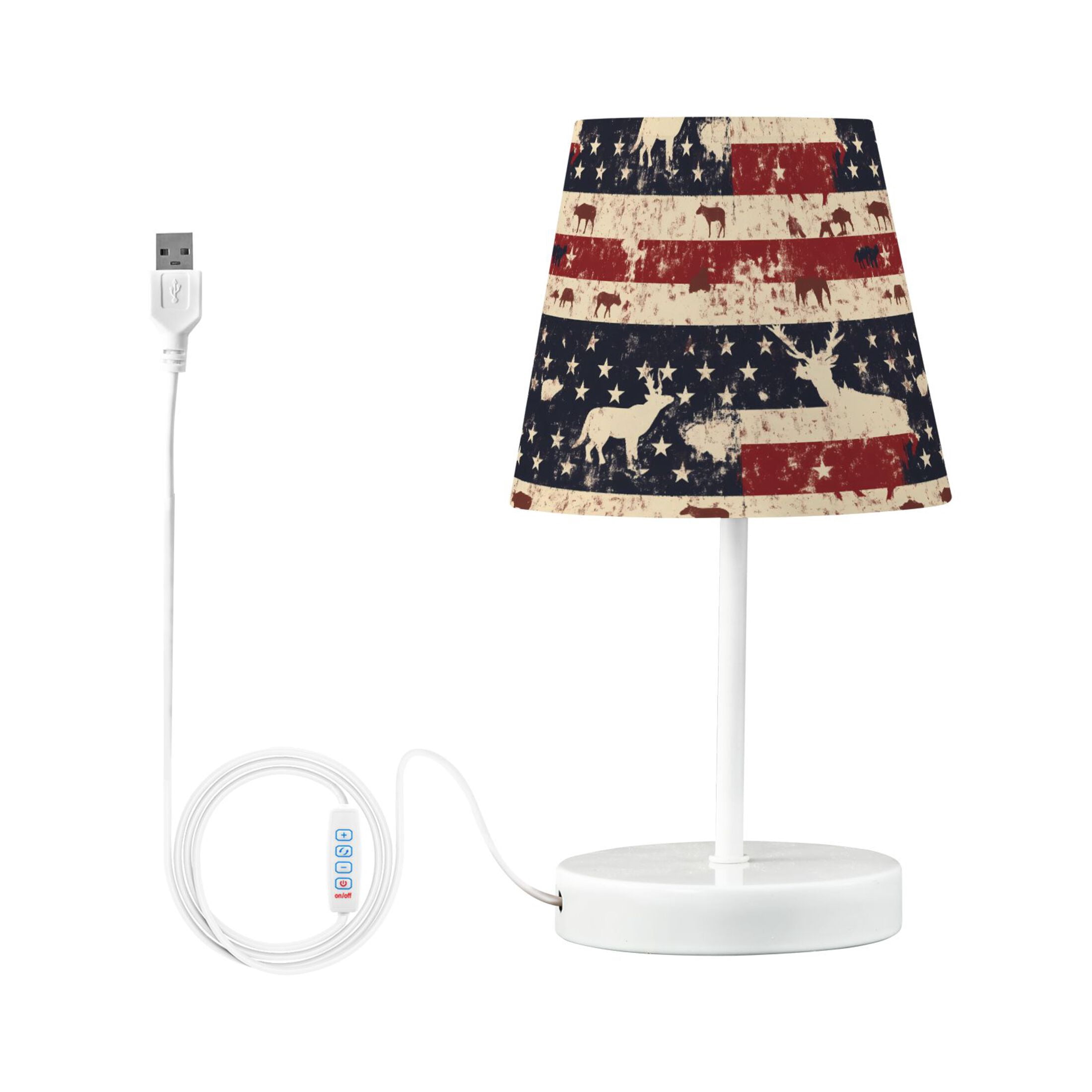 LED Desk Lamp American Flag and Animals Table Nightstand Lamps with 3 ...