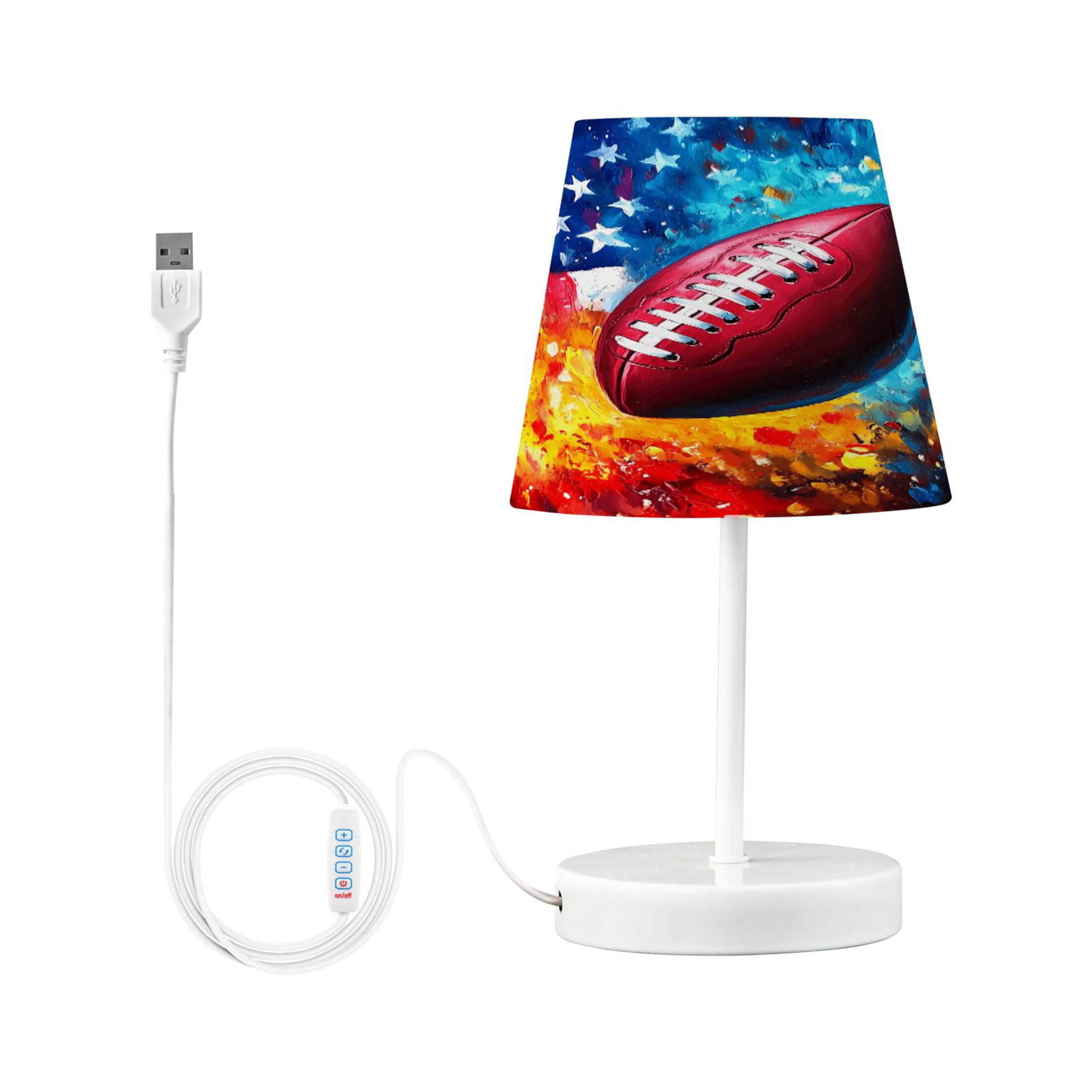 LED Desk Lamp American Flag and Football Table Nightstand Lamps with 3 ...