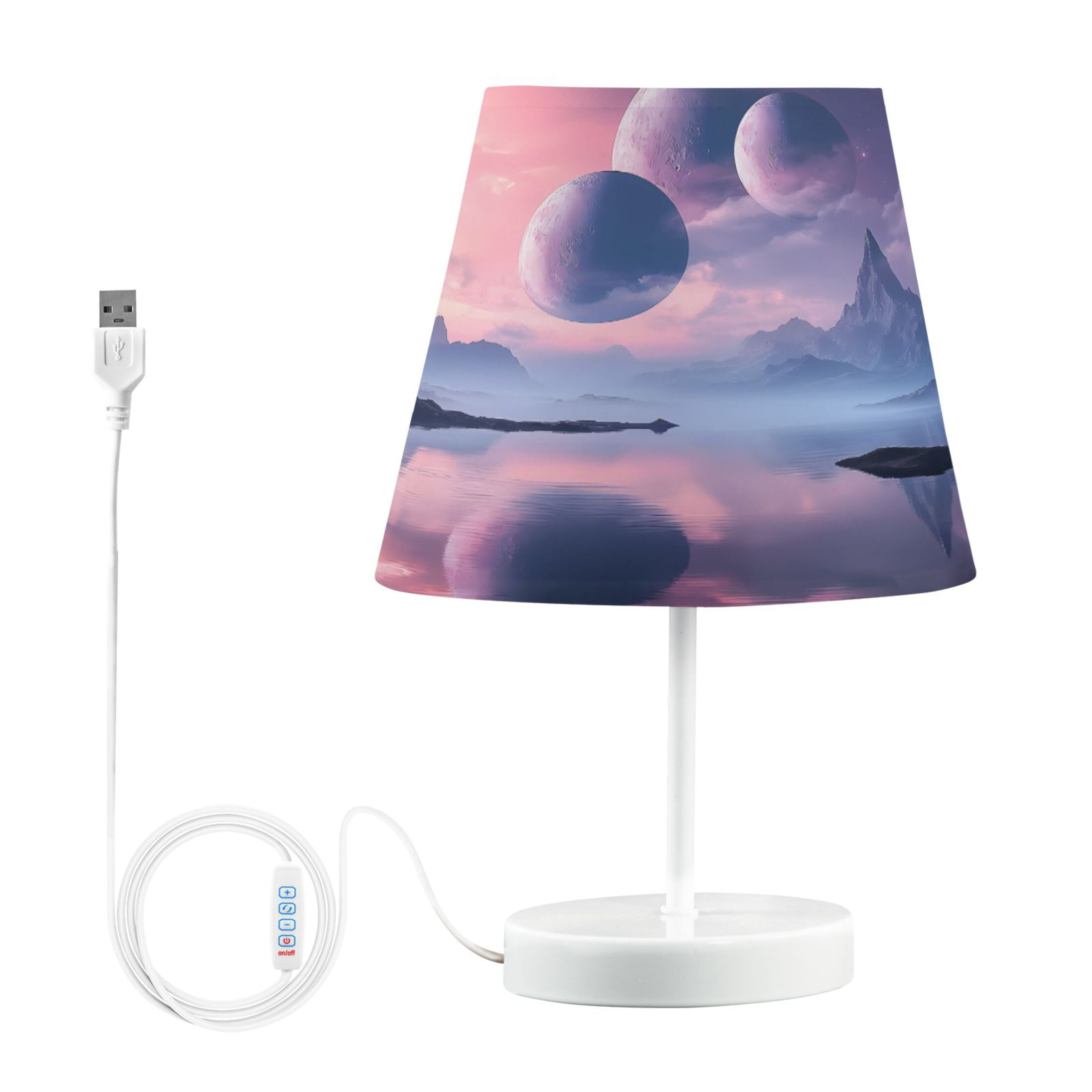 LED Desk Lamp Beautiful Alien Landscape Table Nightstand Lamps with 3 ...