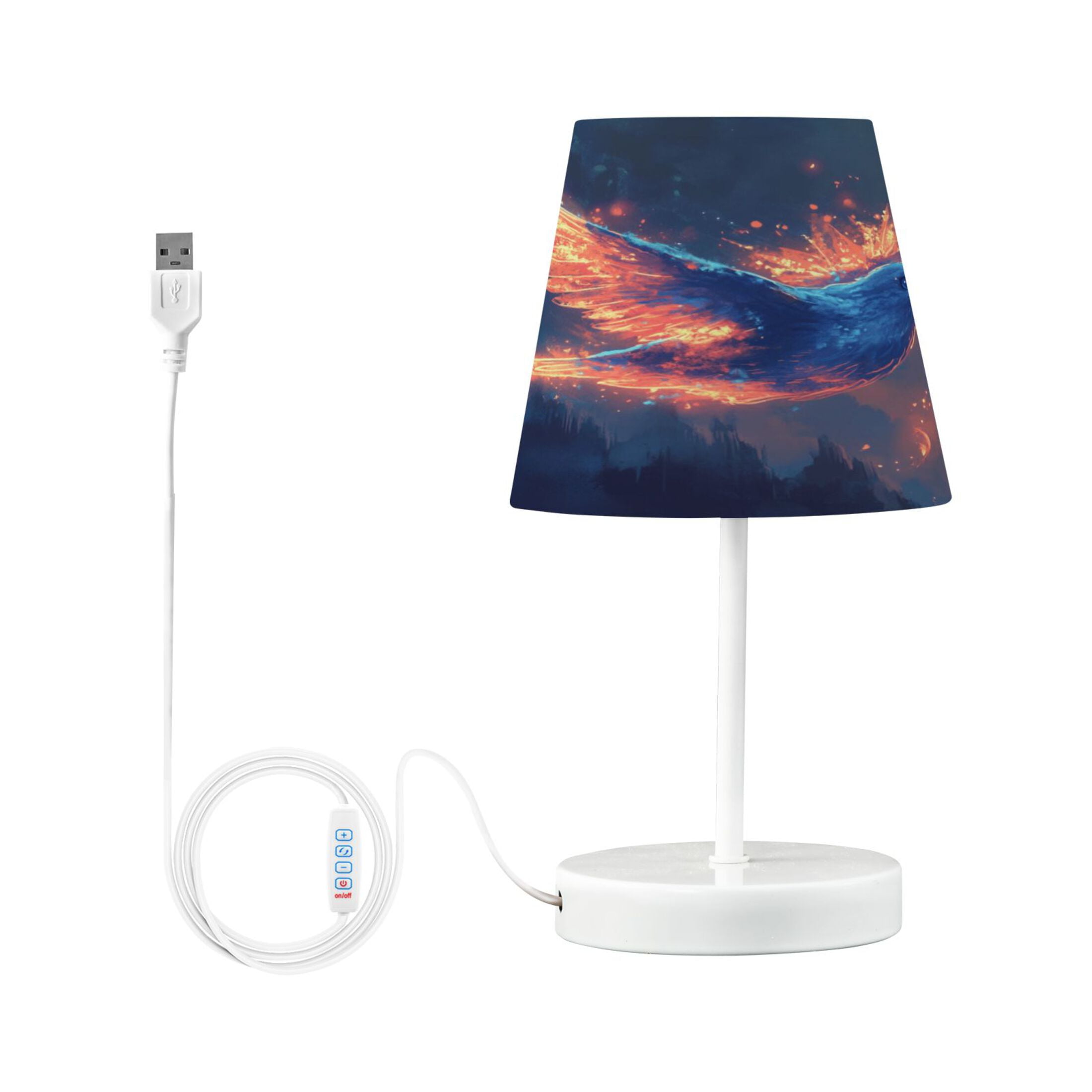 LED Desk Lamp Blue Bird with Lighte Feathers Table Nightstand Lamps ...
