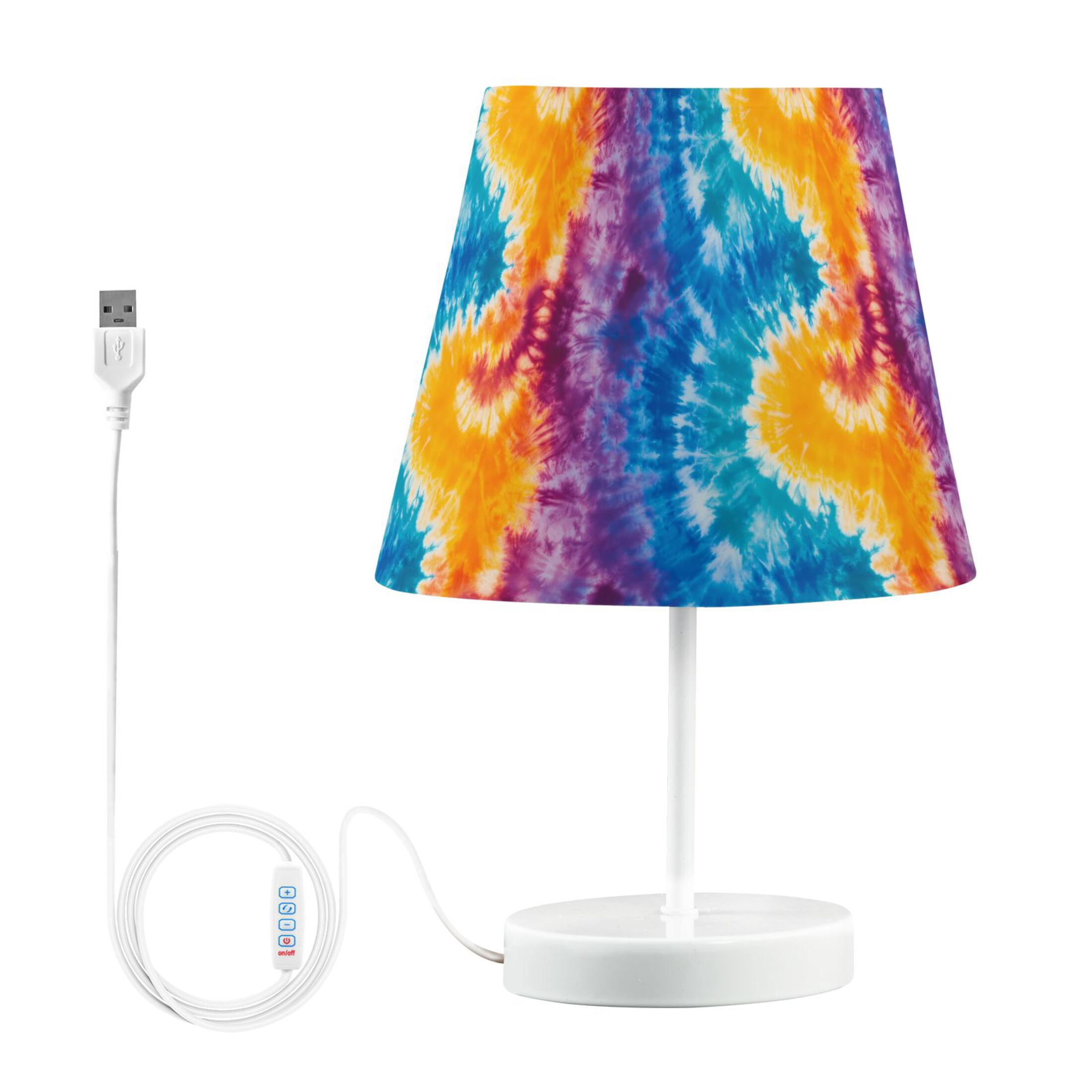 LED Desk Lamp Blue Purple Yellow Tie Dye Table Nightstand Lamps with 3 ...