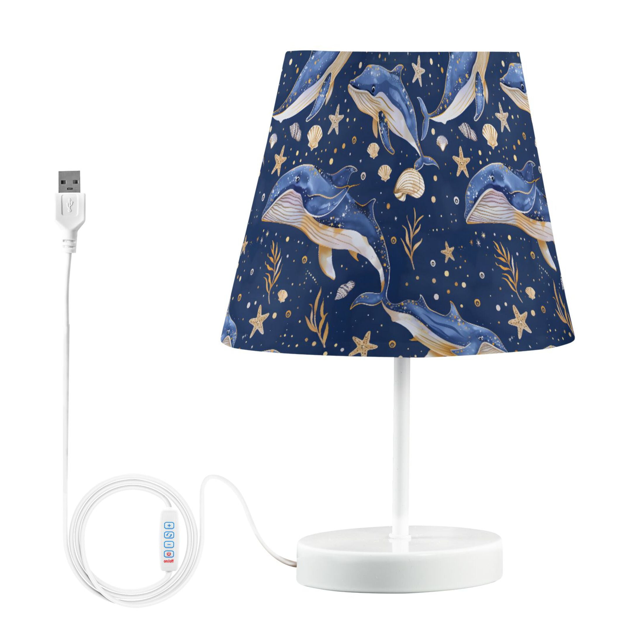 LED Desk Lamp Blue Whales Star Seaweed Table Nightstand Lamps with 3 ...