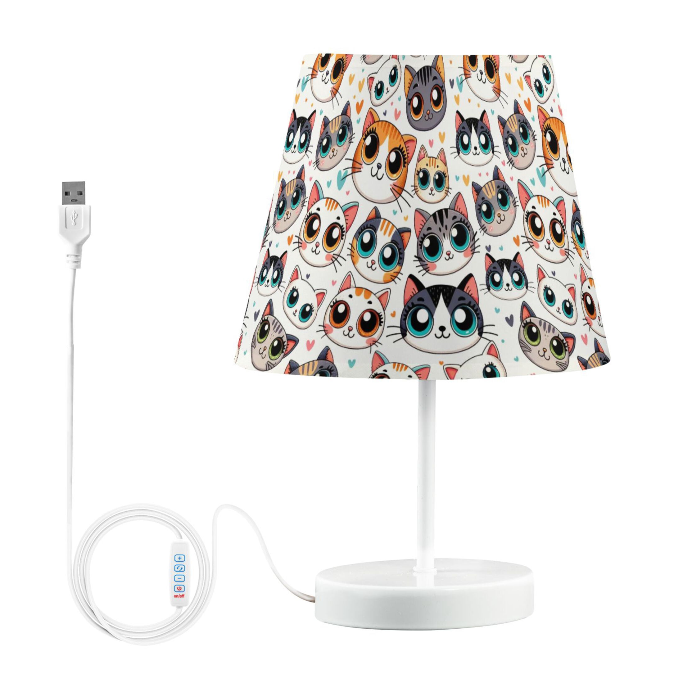 LED Desk Lamp Cartoon Cat Face with Big Eye Table Nightstand Lamps with ...