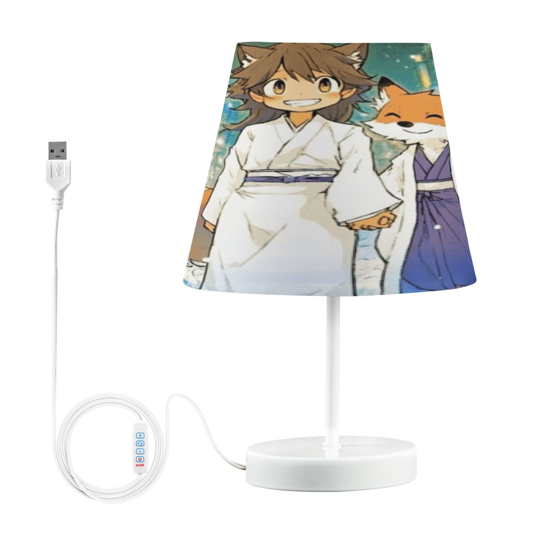 LED Desk Lamp Cartoon Fox on Street Table Nightstand Lamps with 3 Color ...