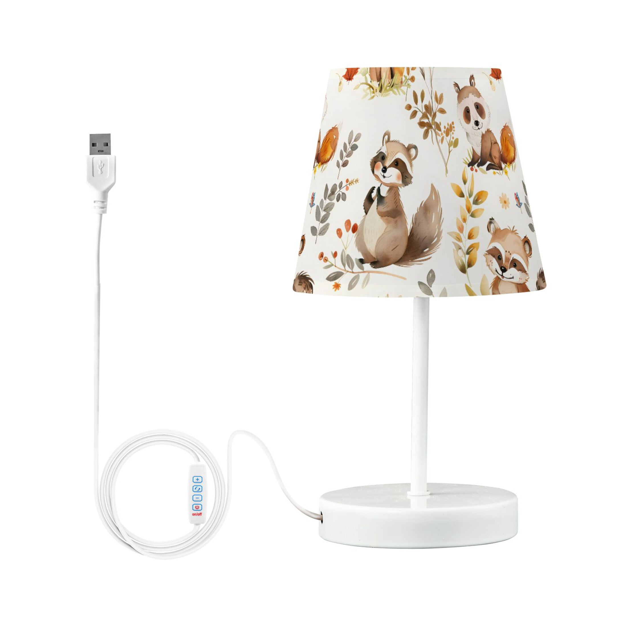LED Desk Lamp Cartoon Raccoon Fox Table Nightstand Lamps with 3 Color ...