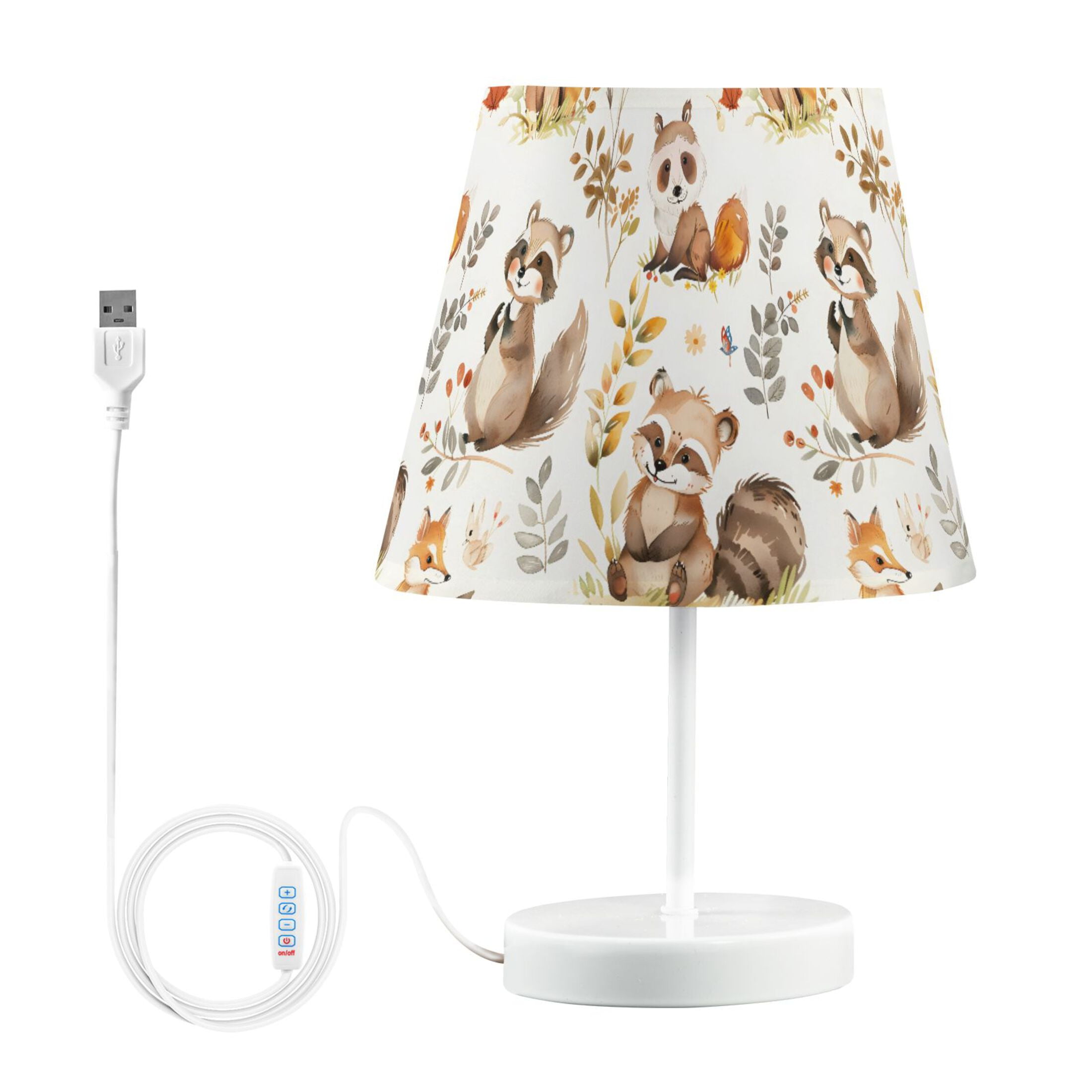 LED Desk Lamp Cartoon Raccoon Fox Table Nightstand Lamps with 3 Color ...