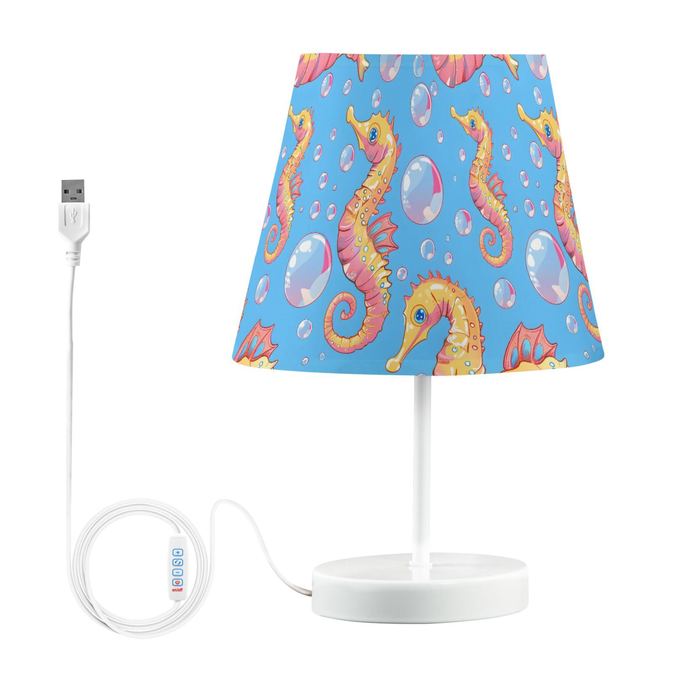 LED Desk Lamp Cartoon Seahorse and Bubbles Table Nightstand Lamps with ...