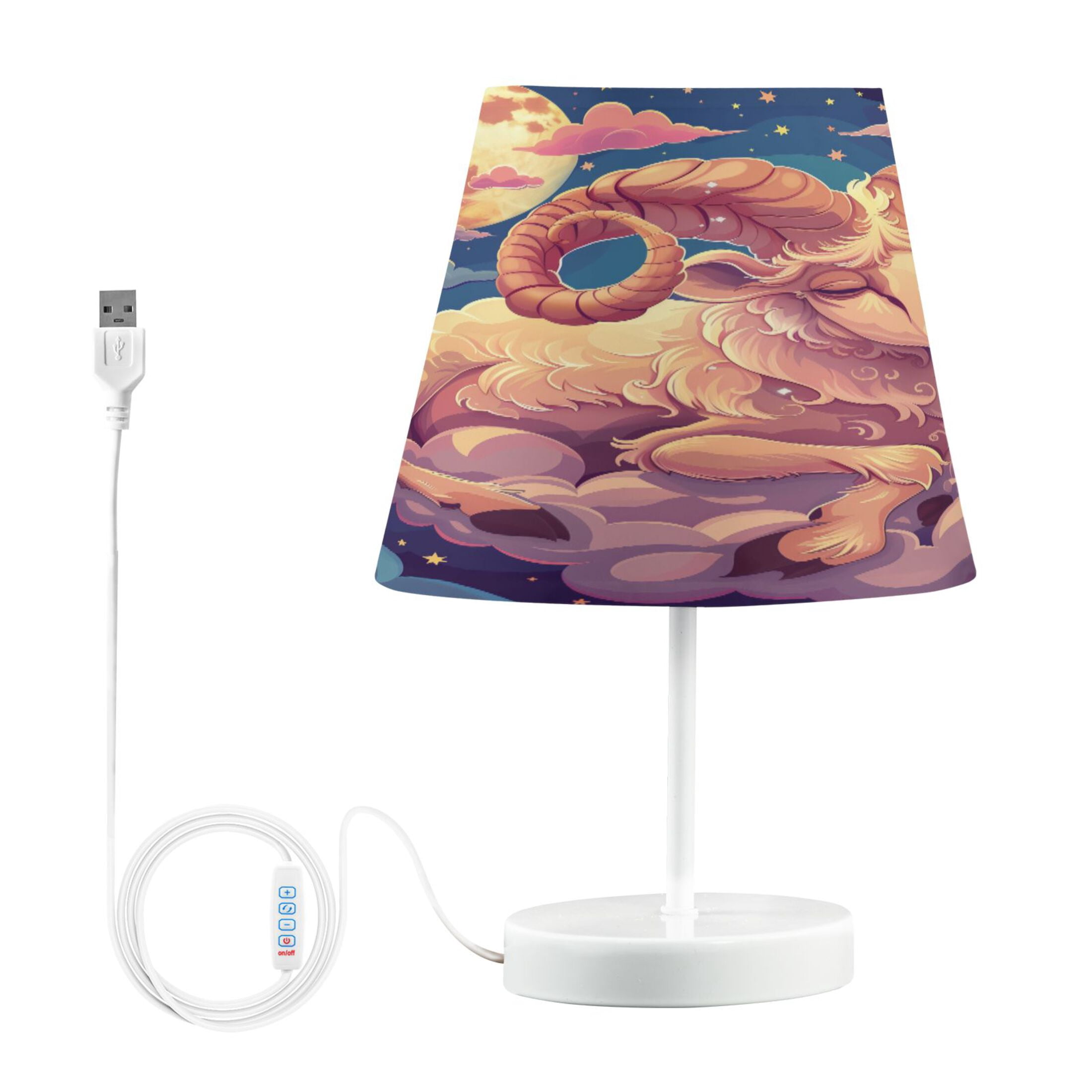 LED Desk Lamp Cartoon Sheep Lie on Cloud Table Nightstand Lamps with 3 ...