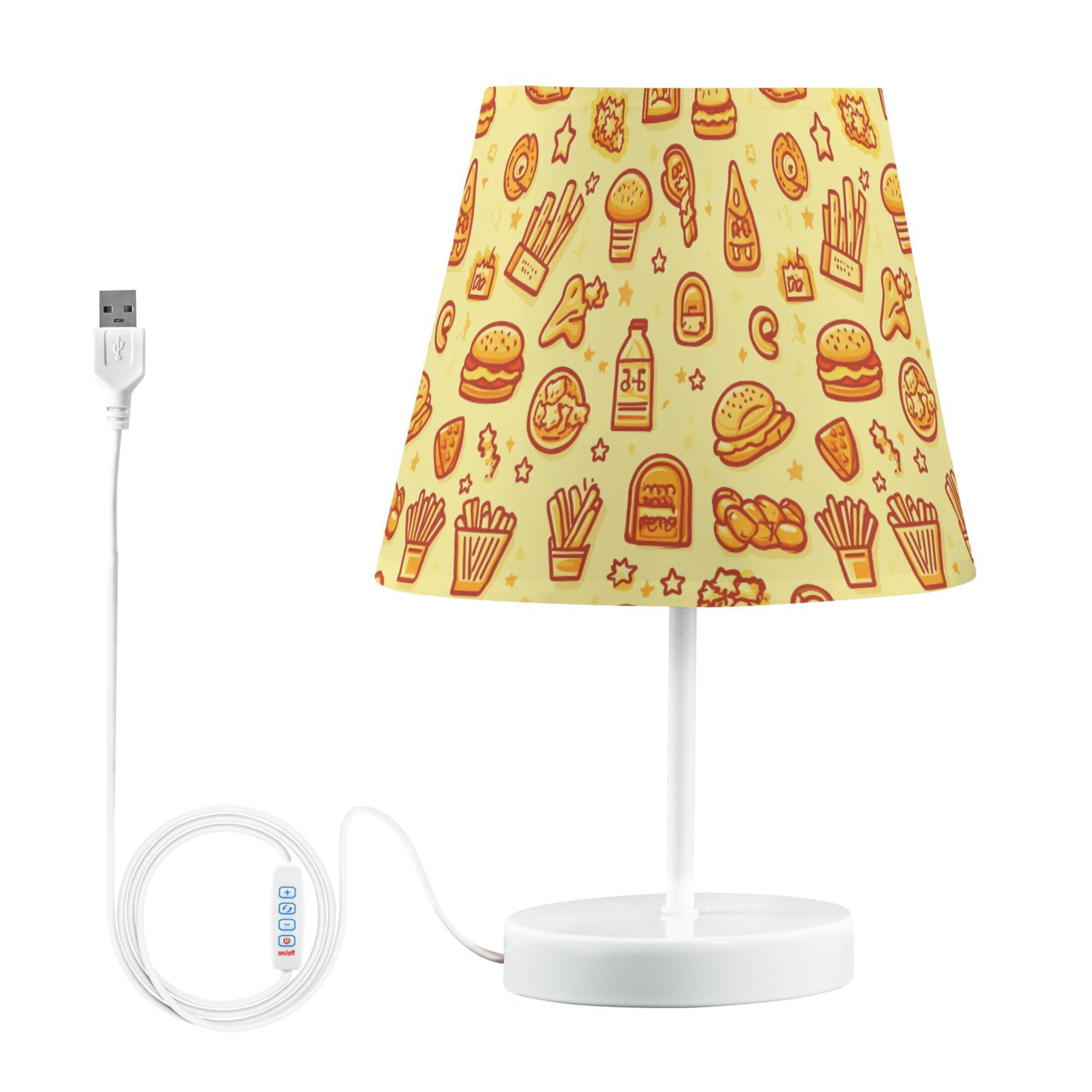 LED Desk Lamp Chicken Burger and Fries Table Nightstand Lamps with 3 ...