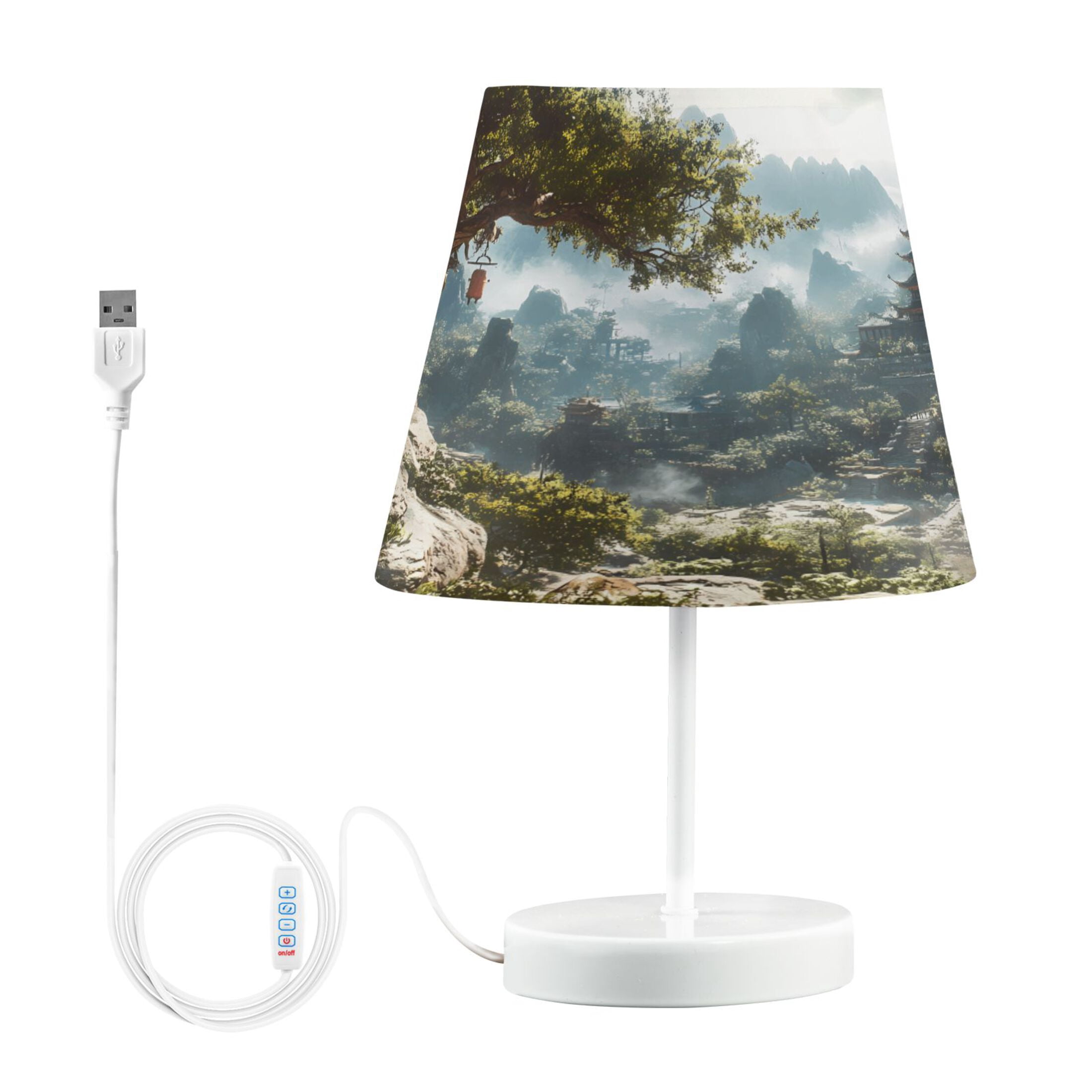 LED Desk Lamp Chinese-style Temple in Mountains Table Nightstand Lamps ...