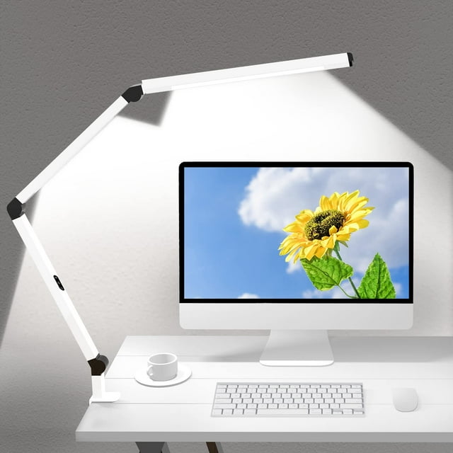LED Desk Lamp with Clamp, Dual Light Table Lamp with Adjustable Swing ...