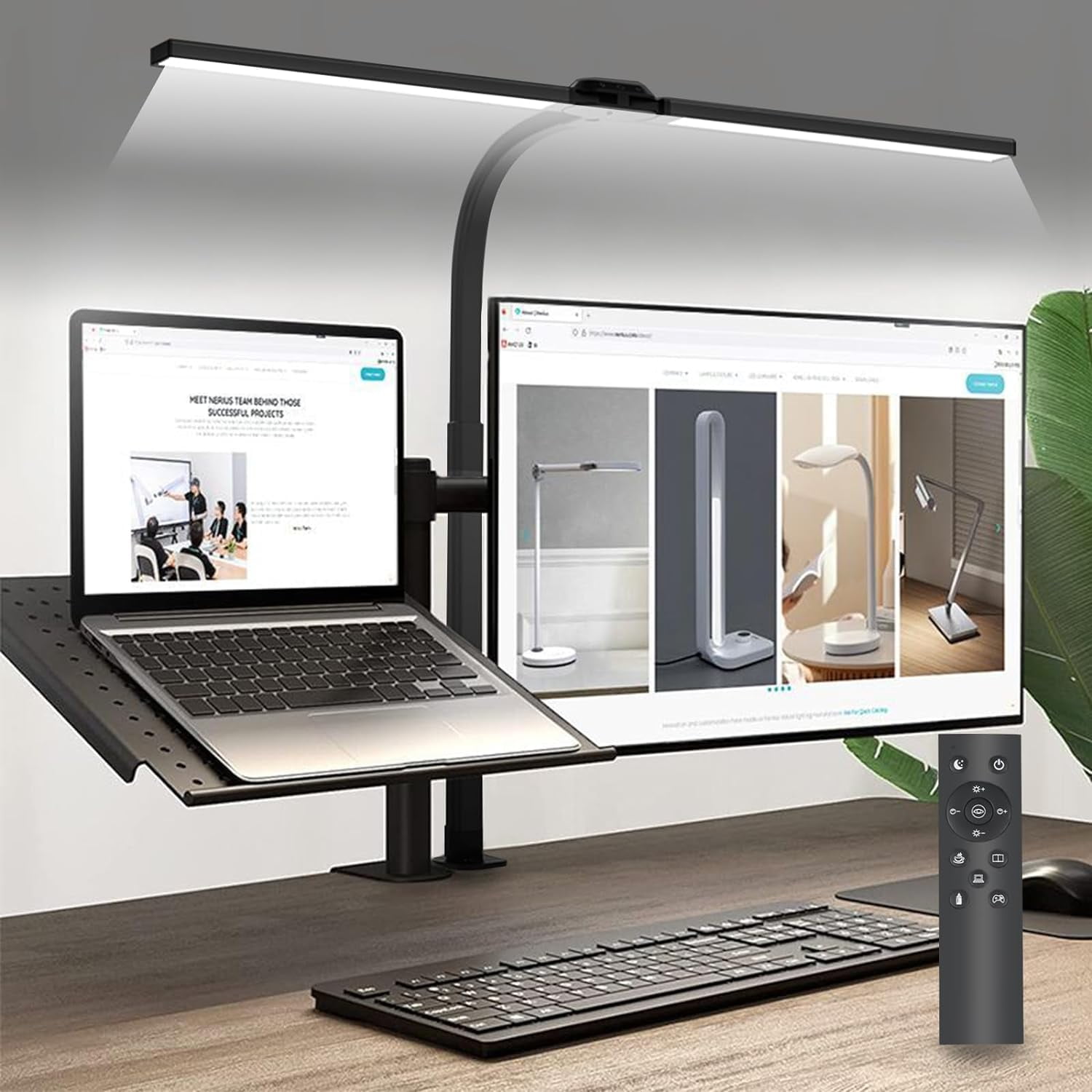 LED Desk Lamp with Clamp for Home Office,Double Head Eye-Caring Clip on ...