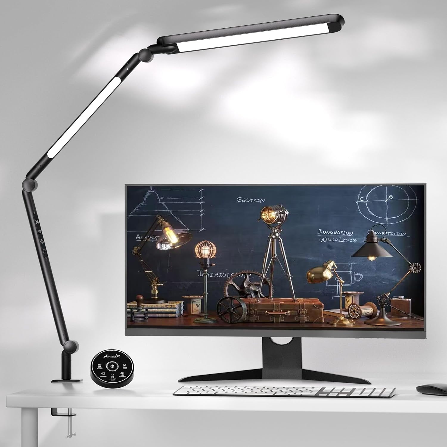LED Desk Lamp with Clamp, Desk Light, Adjustable Brightness & Color ...