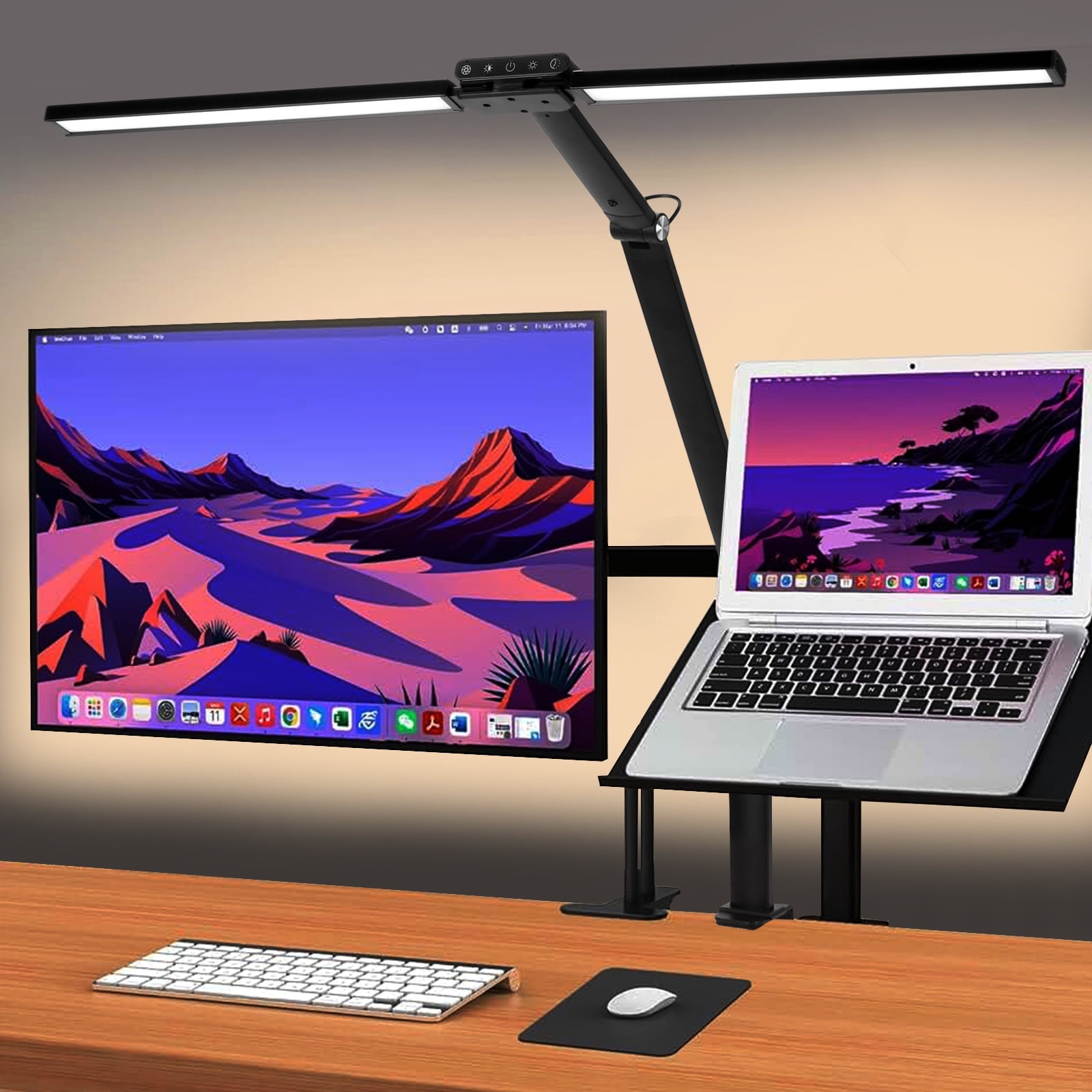 NIWEIDENG XJ01 LED Desk Lamp with Clip 30.75-Inch 24W Dual Light Eye ...