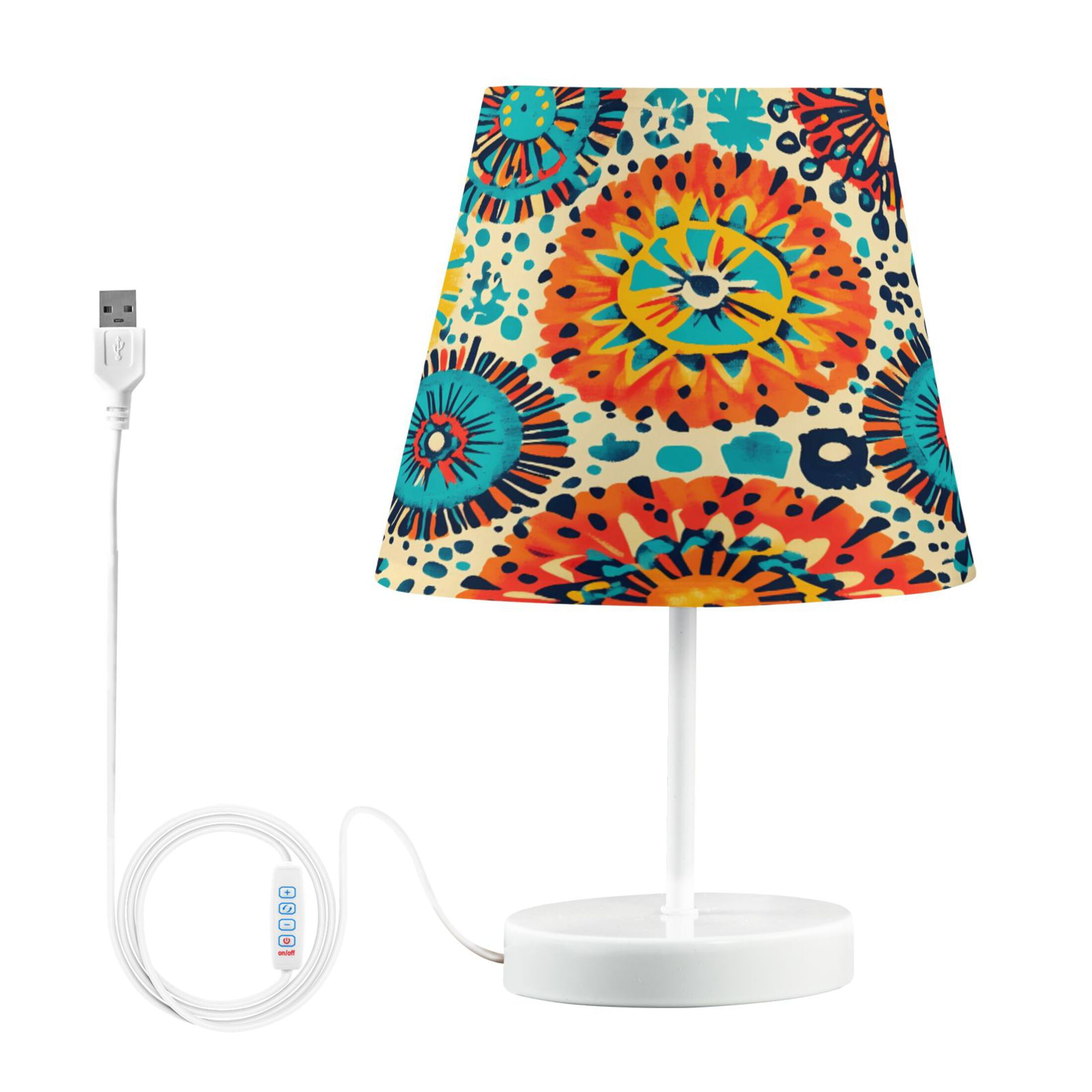 LED Desk Lamp Colorful Bohemian Geometry Table Nightstand Lamps with 3 ...
