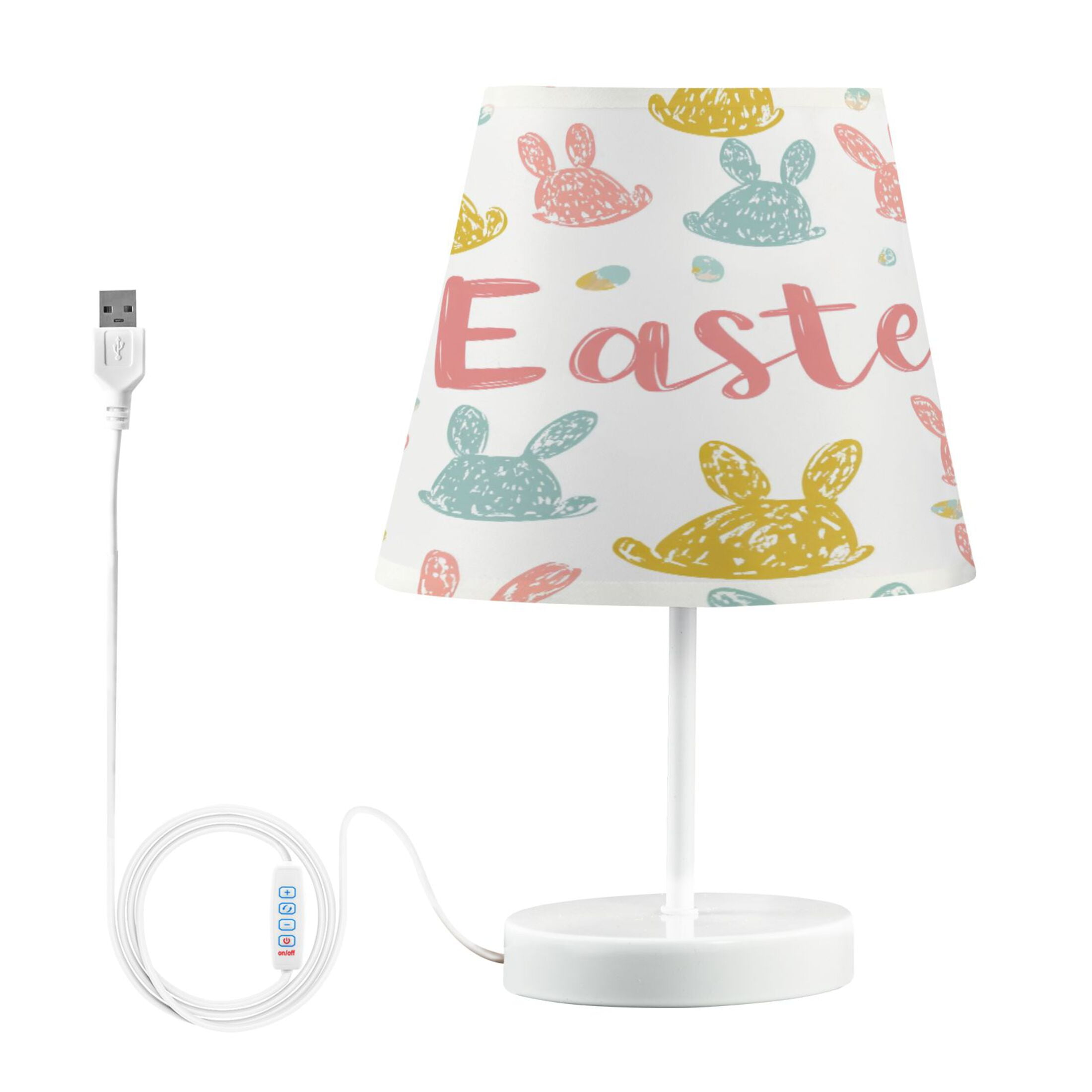 LED Desk Lamp Colorful Bunnies and Eggs Table Nightstand Lamps with 3 ...