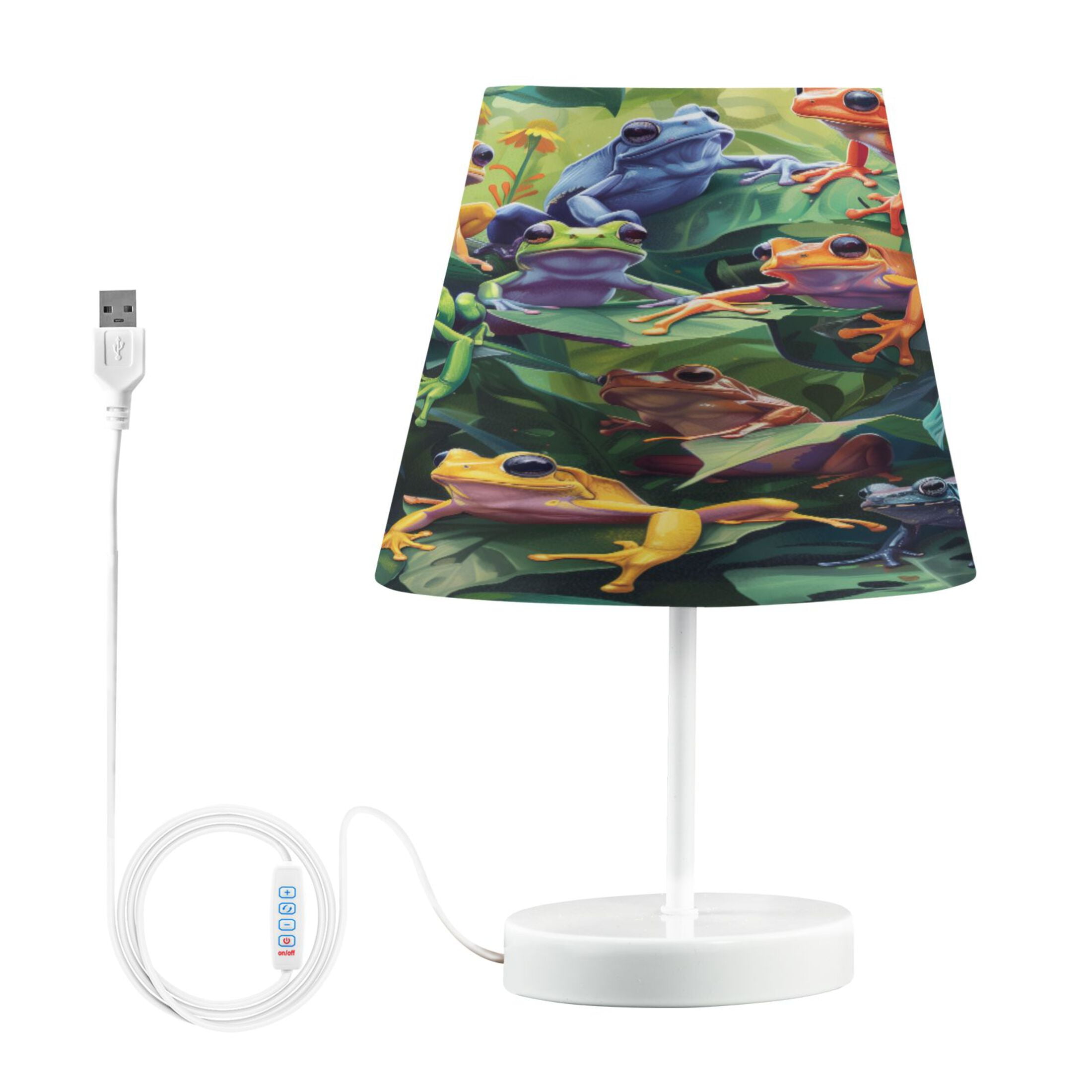 LED Desk Lamp Colorful Frogs on Leaves Table Nightstand Lamps with 3 ...