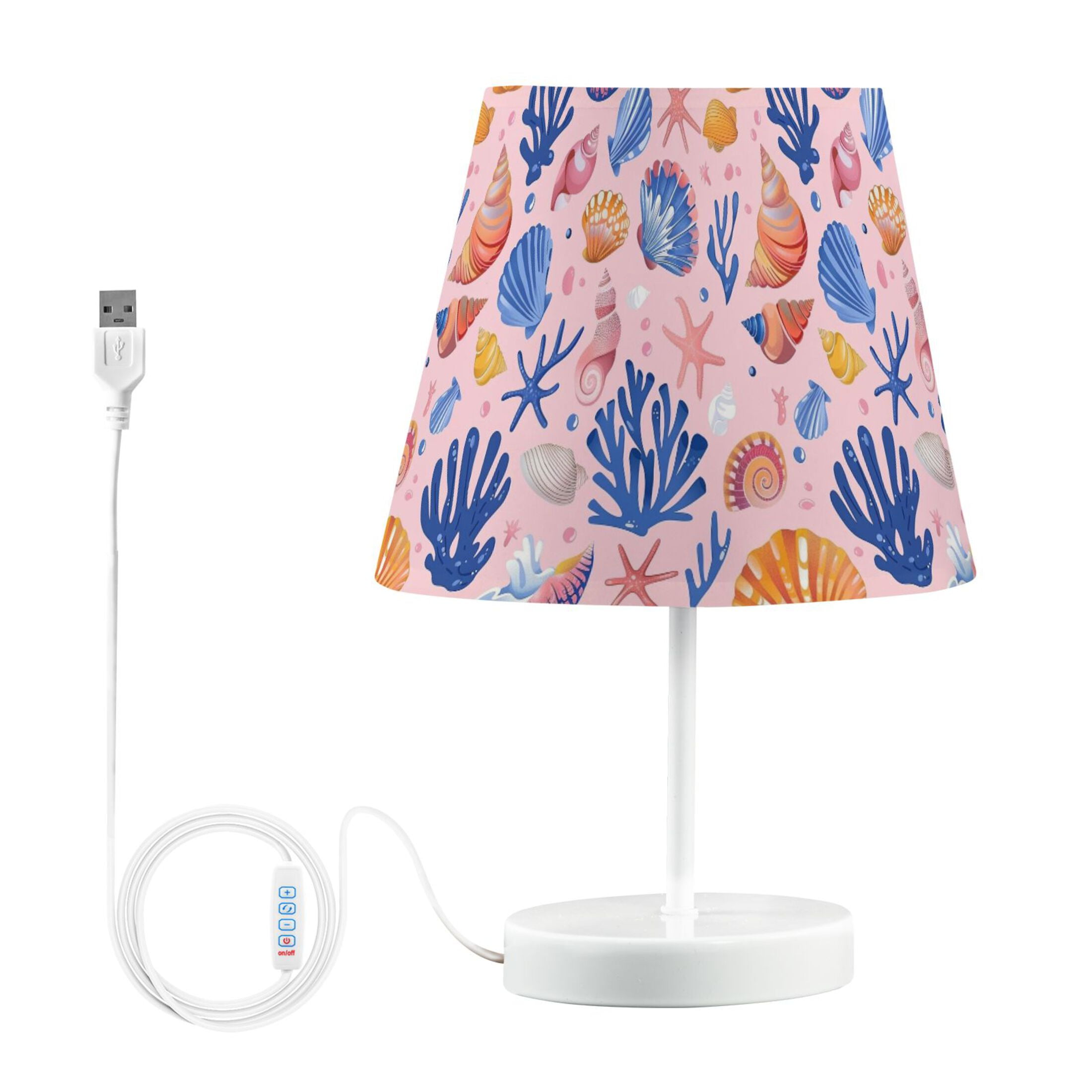 LED Desk Lamp Colorful Seashells Seaweed Table Nightstand Lamps with 3 ...