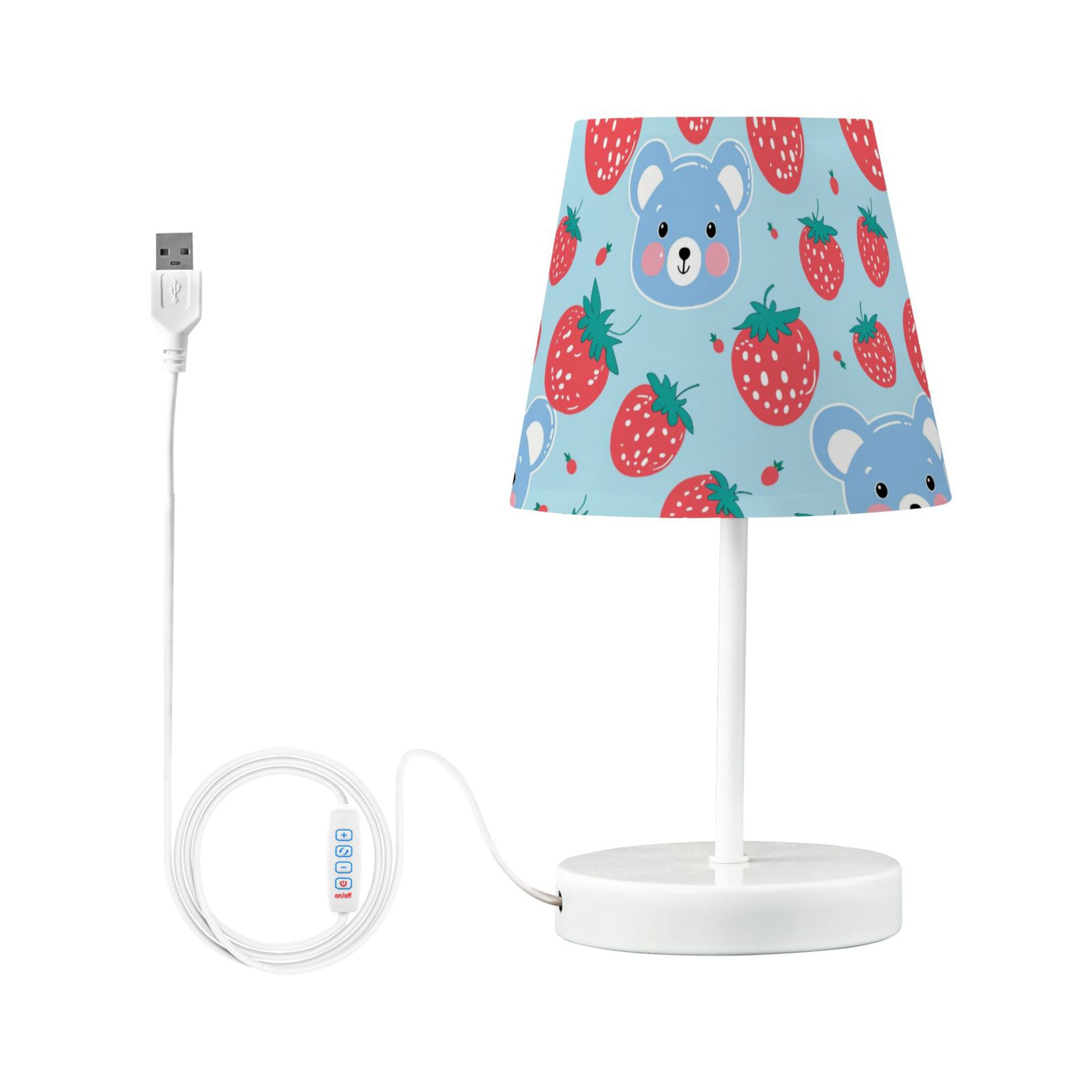 LED Desk Lamp Cute Bear Face with Strawberry Table Nightstand Lamps ...