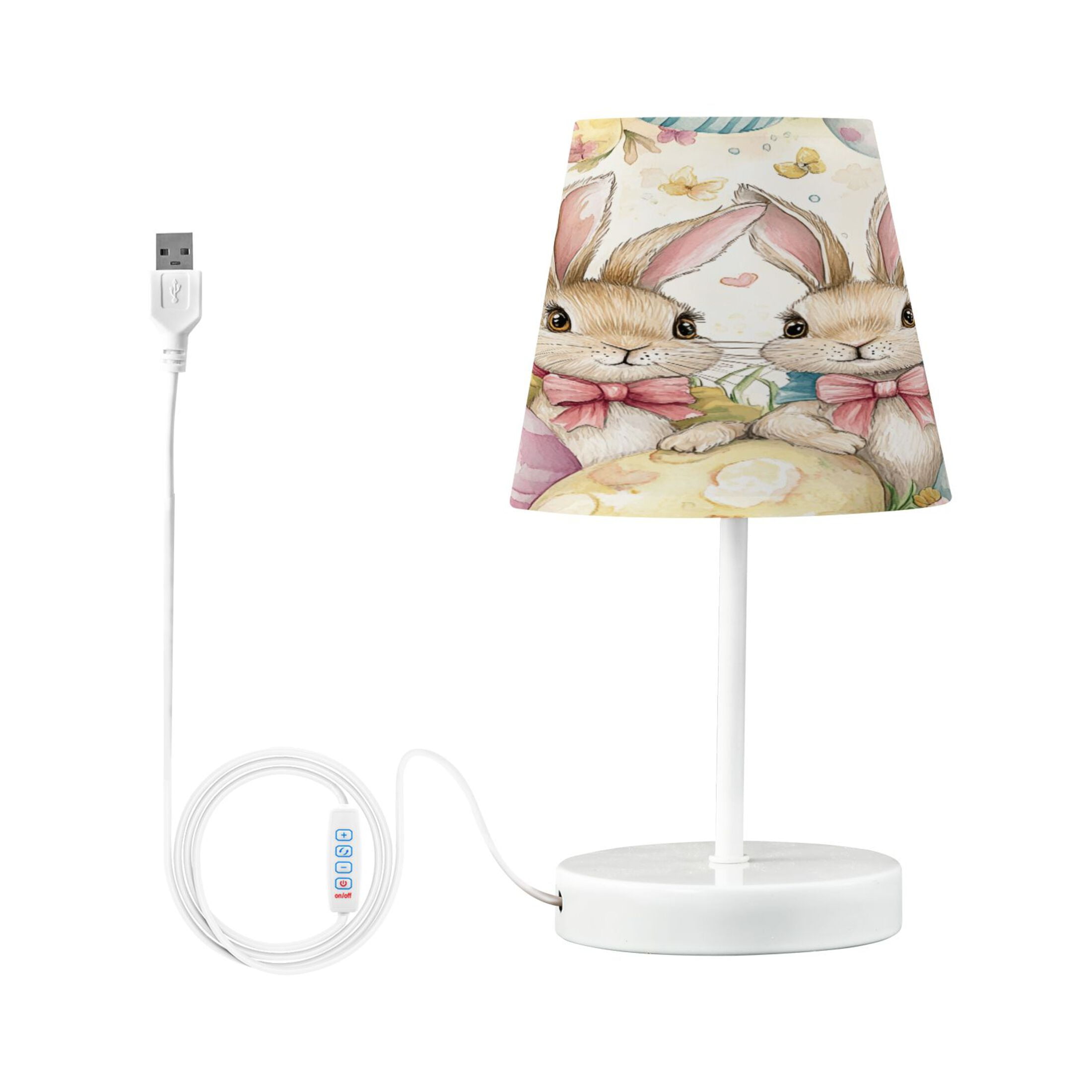 LED Desk Lamp Cute Bunnies and Easter Eggs Table Nightstand Lamps with ...