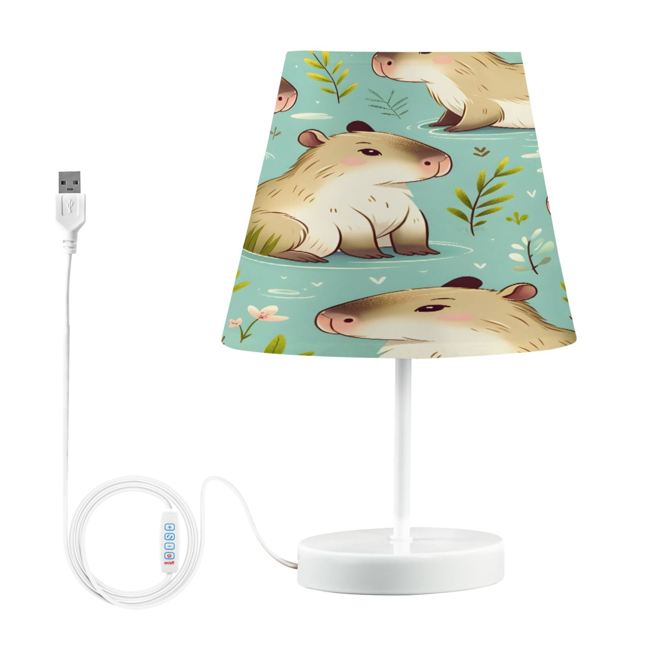 LED Desk Lamp Cute Capybara and Leaf Table Nightstand Lamps with 3 ...