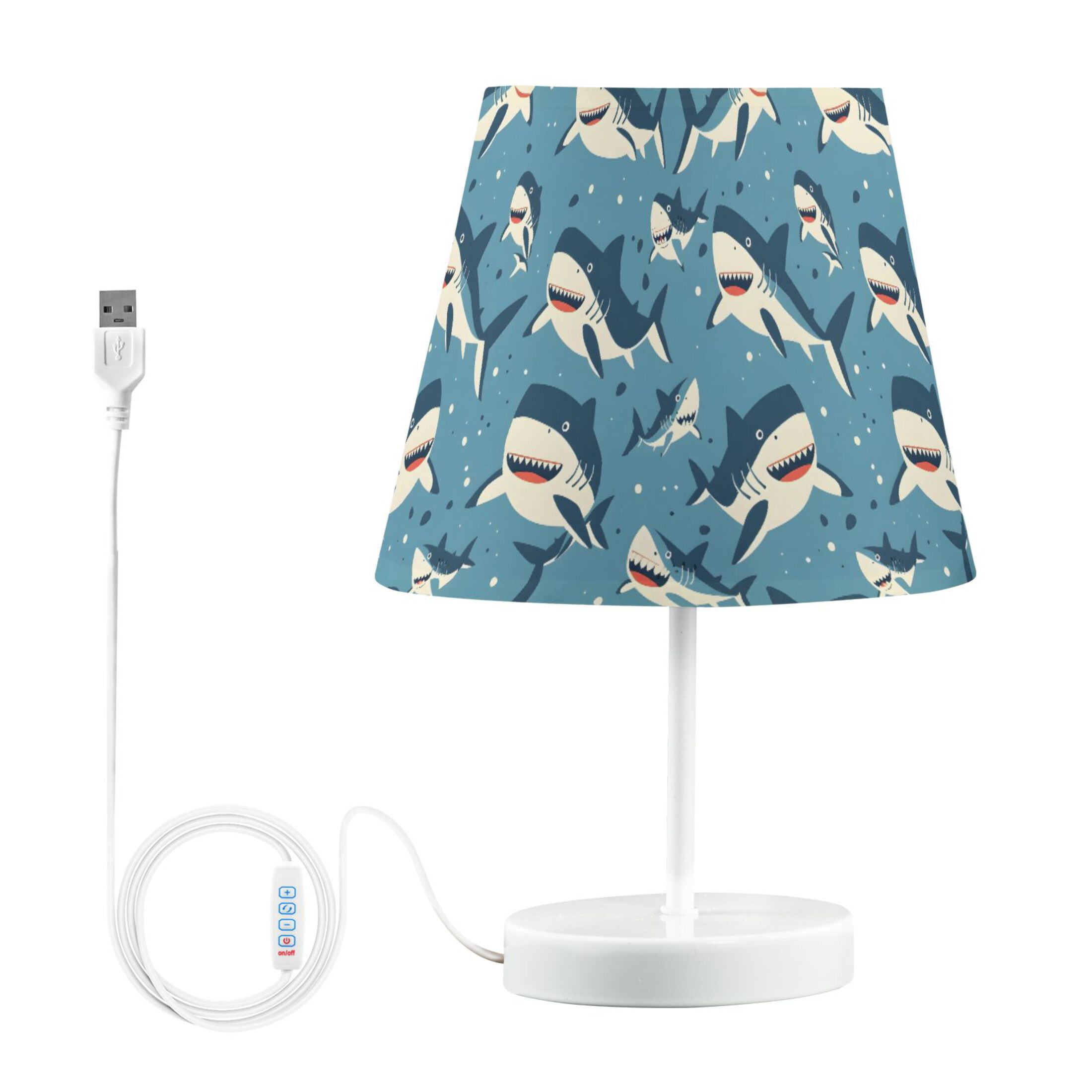 LED Desk Lamp Cute Cartoon Sharks Table Nightstand Lamps with 3 Color ...