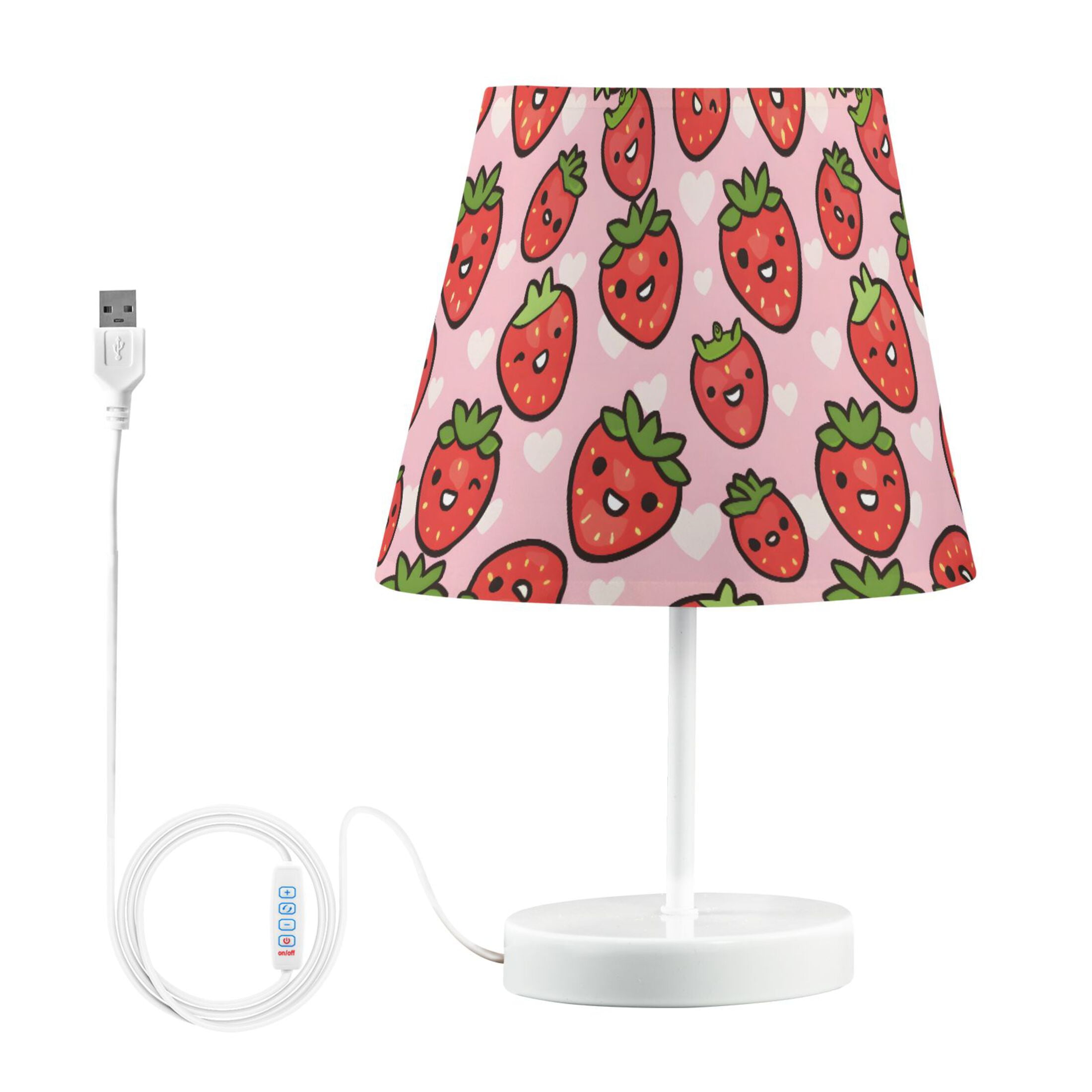 LED Desk Lamp Cute Cartoon Strawberry Table Nightstand Lamps with 3 ...
