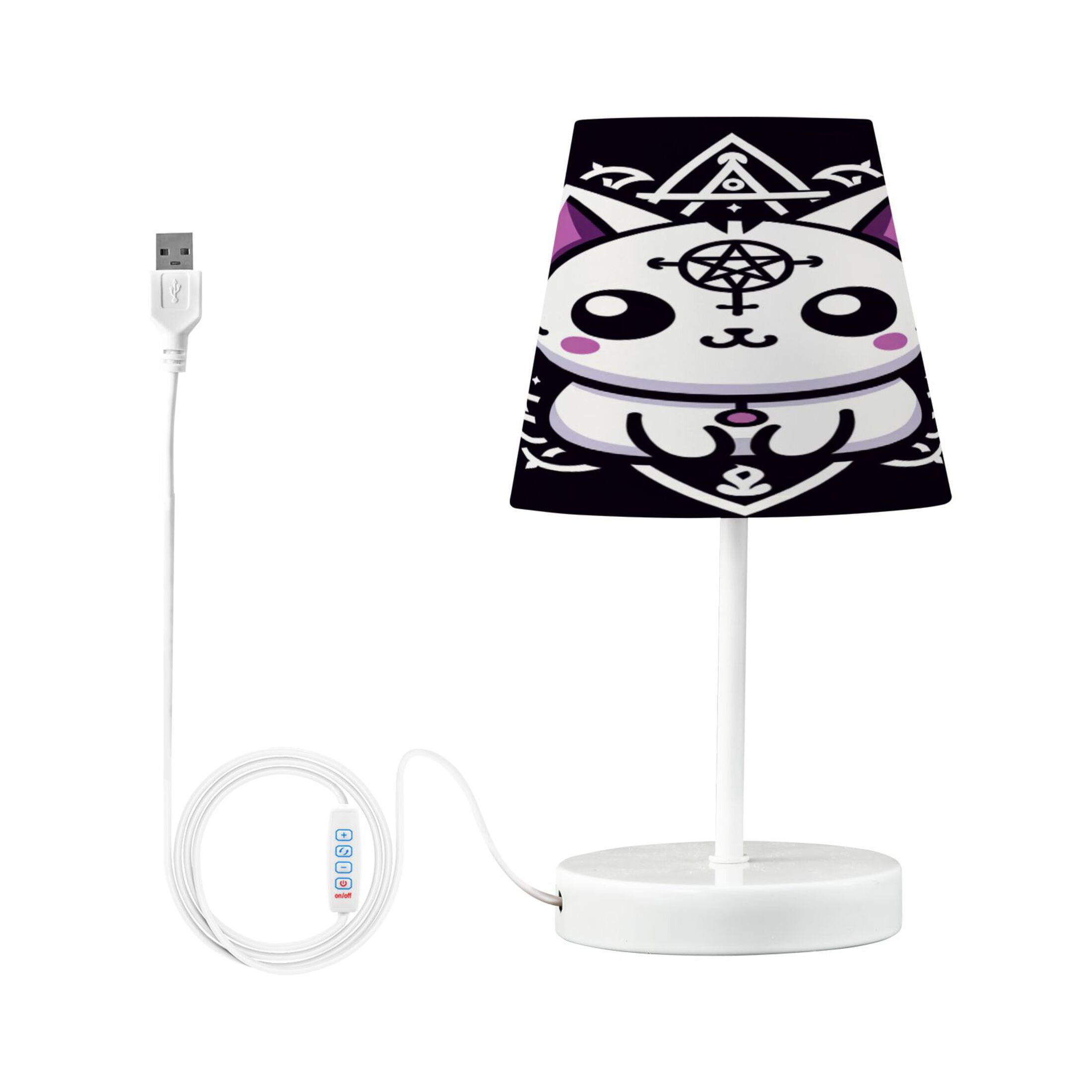 LED Desk Lamp Cute Cat with Hexagram Table Nightstand Lamps with 3 ...