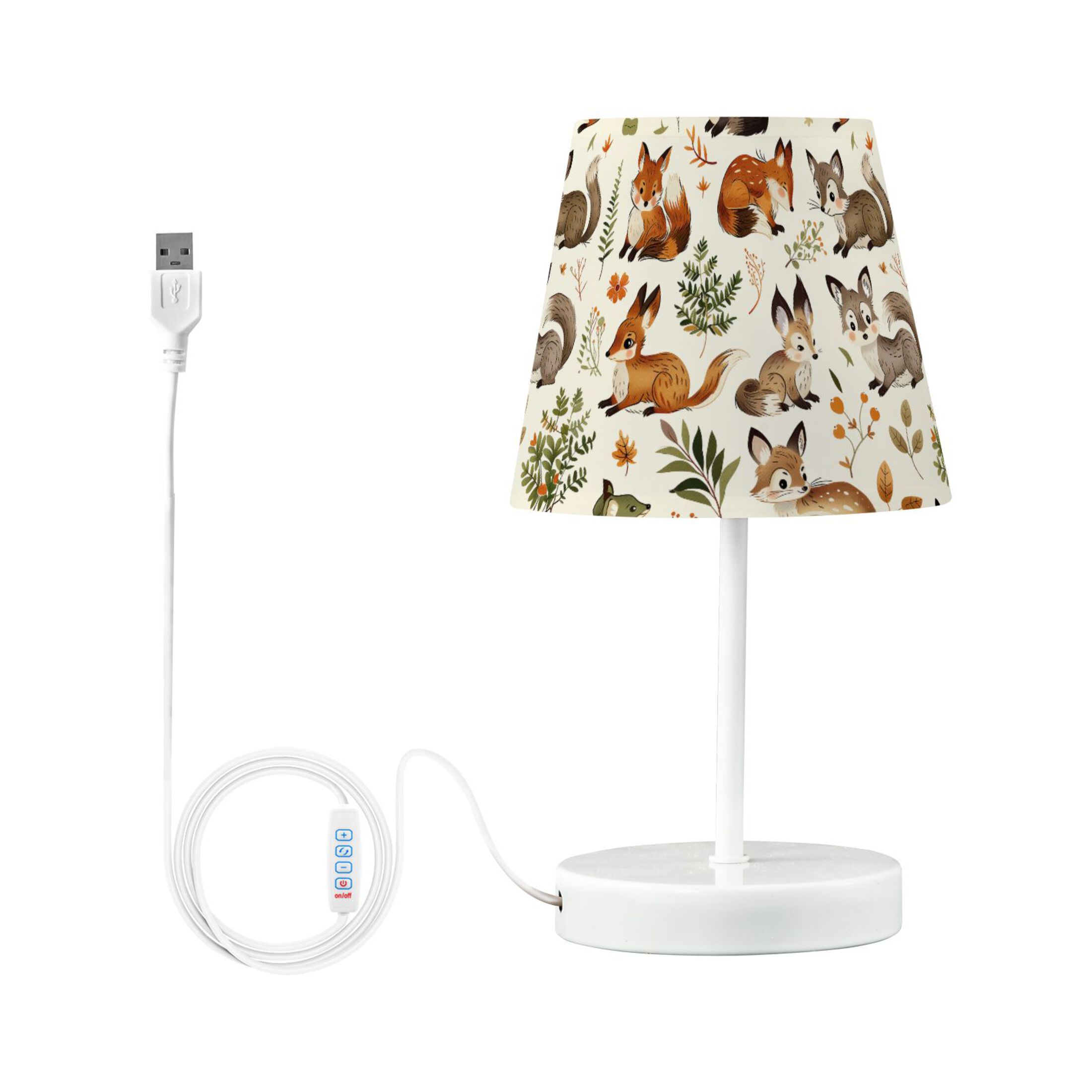 LED Desk Lamp Cute Fox and Plant Table Nightstand Lamps with 3 Color ...