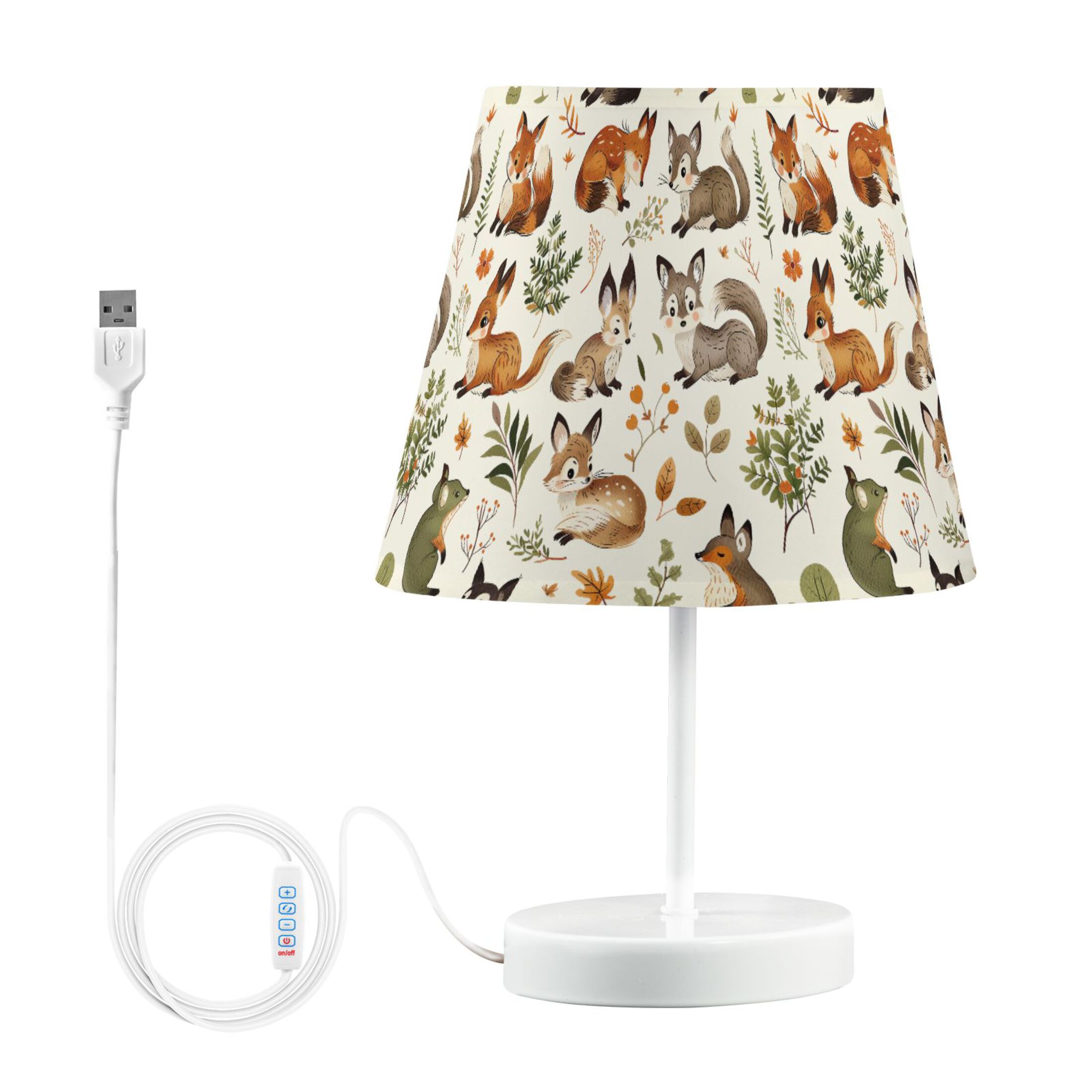LED Desk Lamp Cute Fox and Plant Table Nightstand Lamps with 3 Color ...