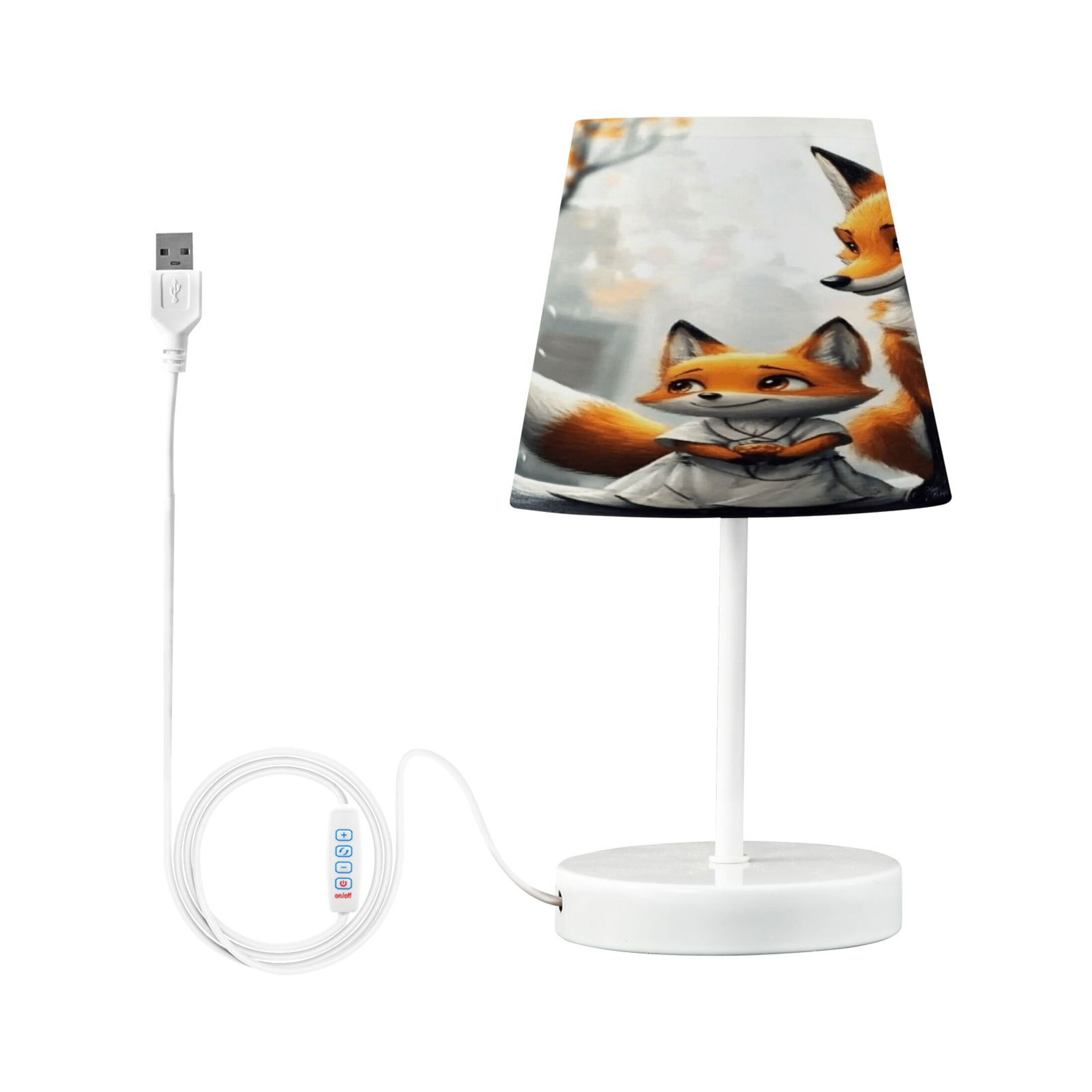 LED Desk Lamp Cute Fox and Snow Table Nightstand Lamps with 3 Color ...