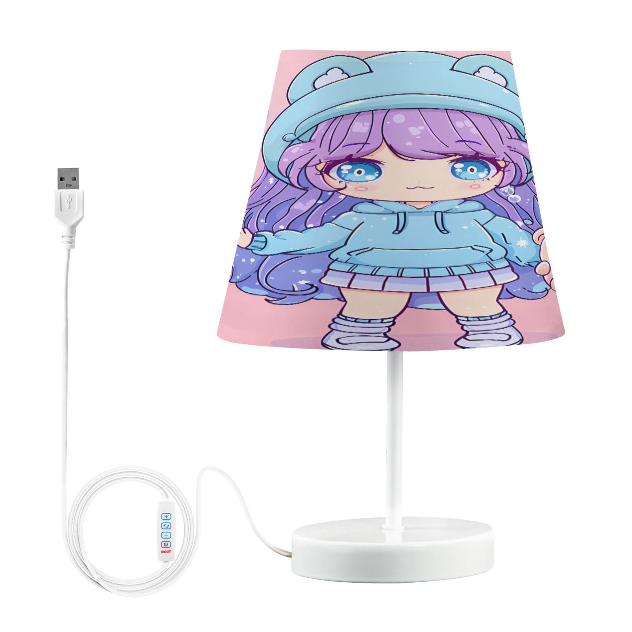 LED Desk Lamp Cute Girl Holding Bear Table Nightstand Lamps with 3 ...