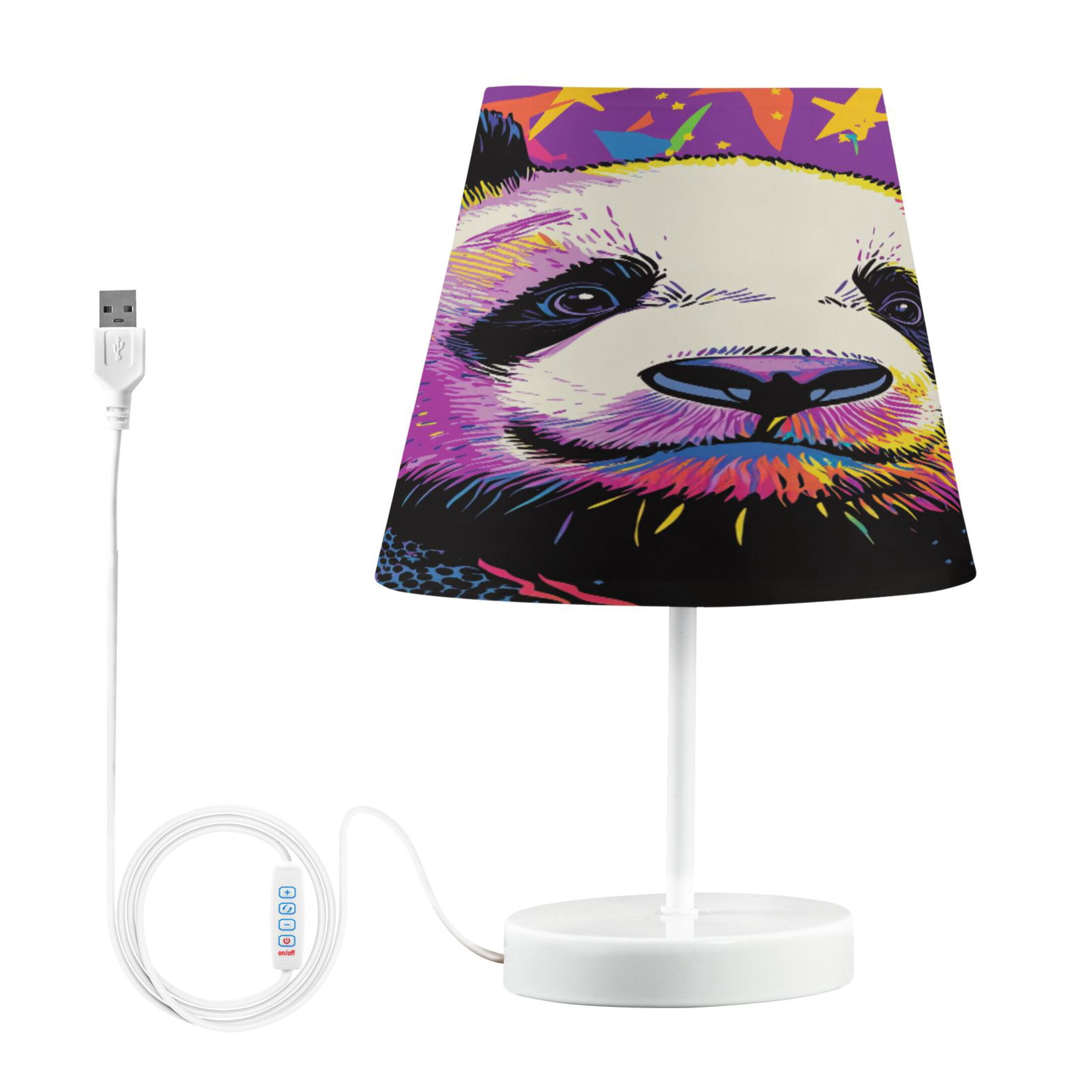 LED Desk Lamp Cute Panda and Star Table Nightstand Lamps with 3 Color ...