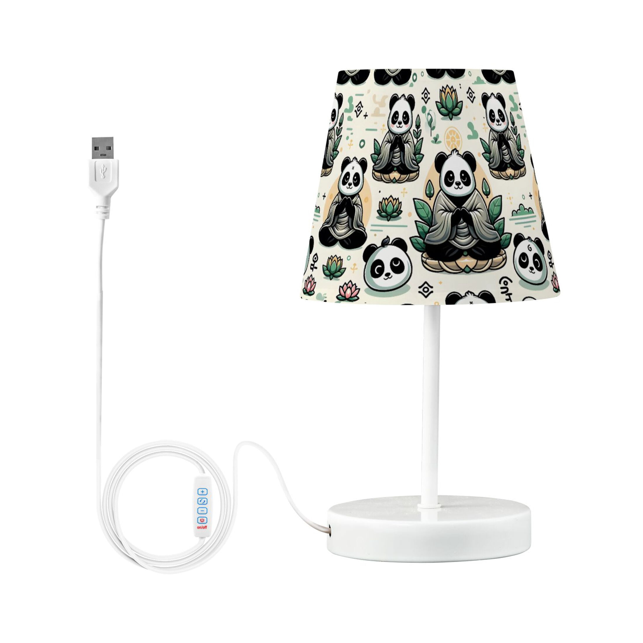 LED Desk Lamp Cute Panda with Lotus Flower Table Nightstand Lamps with ...